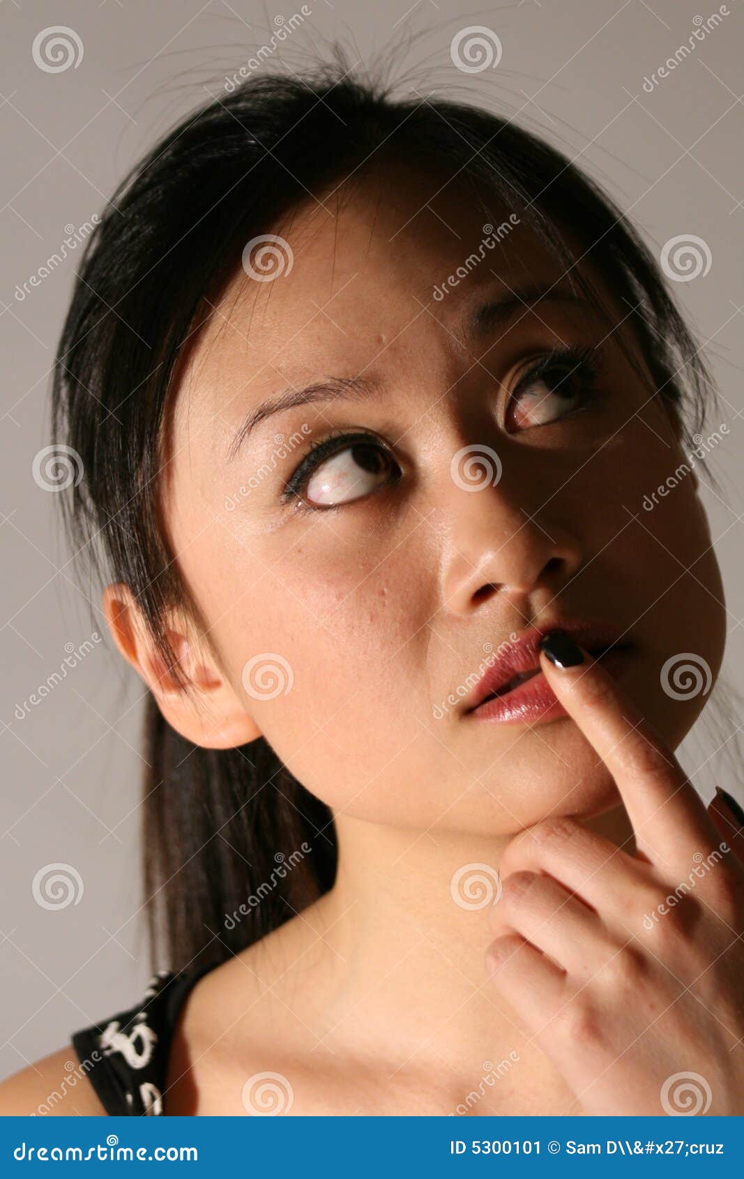 Confused Chinese Girl stock image. Image of japanese, finger - 5300101