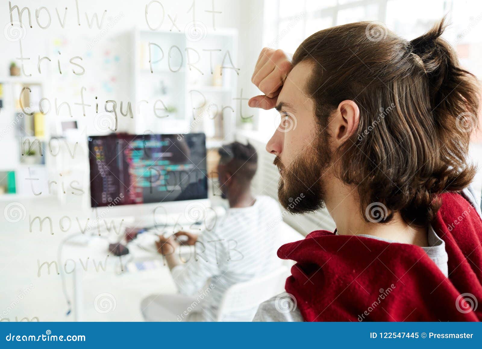 Confused Coder Looking at Computer Text Stock Image - Image of ...