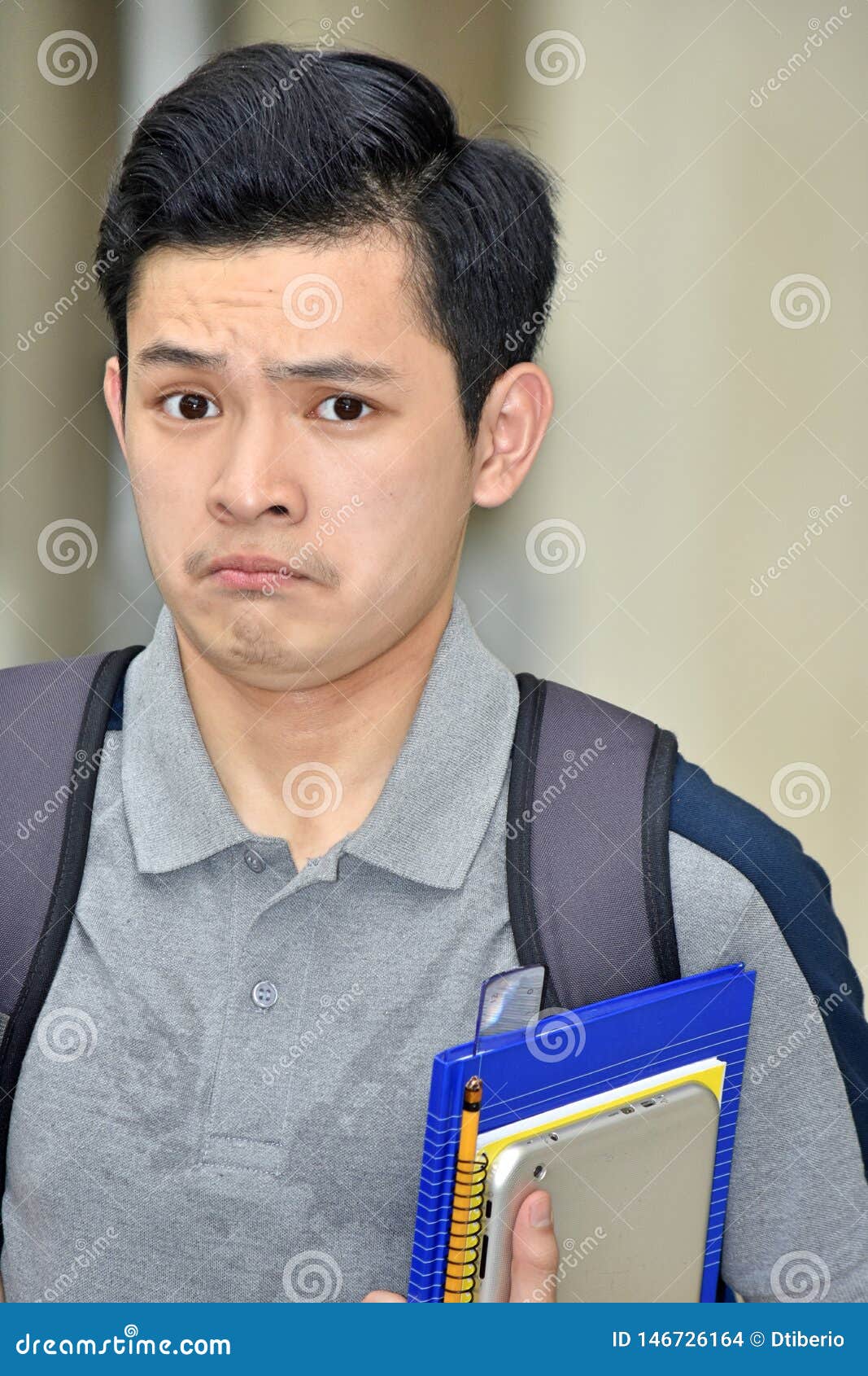 Confused College Diverse Male Student with Books Stock Photo - Image of ...
