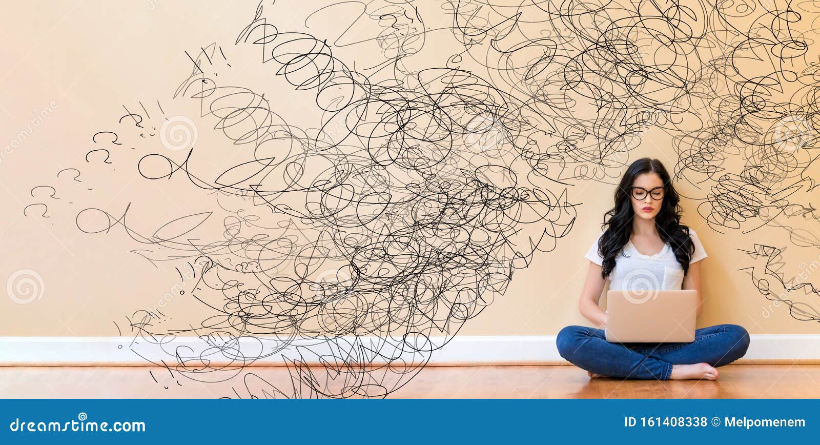 Confused Concept with Woman Using a Laptop Stock Photo - Image of home ...