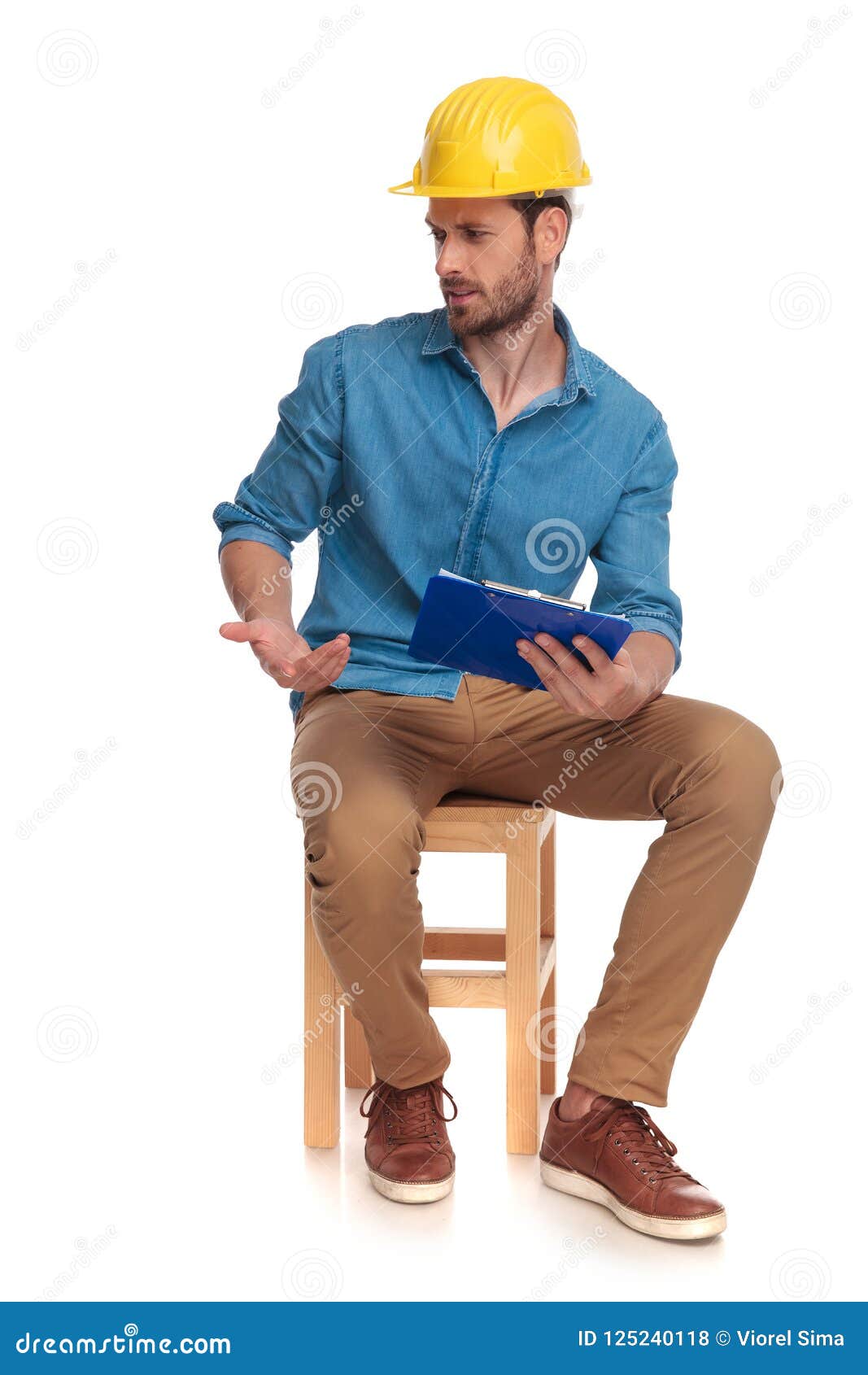Confused Construction Engineer Asking for Details Stock Photo - Image ...