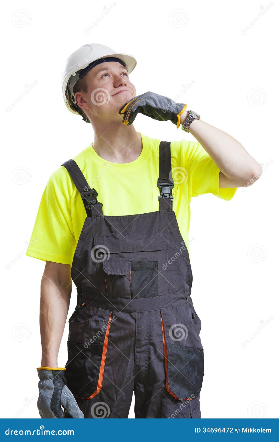 Confused Construction Worker Stock Photo - Image of people, helmet ...