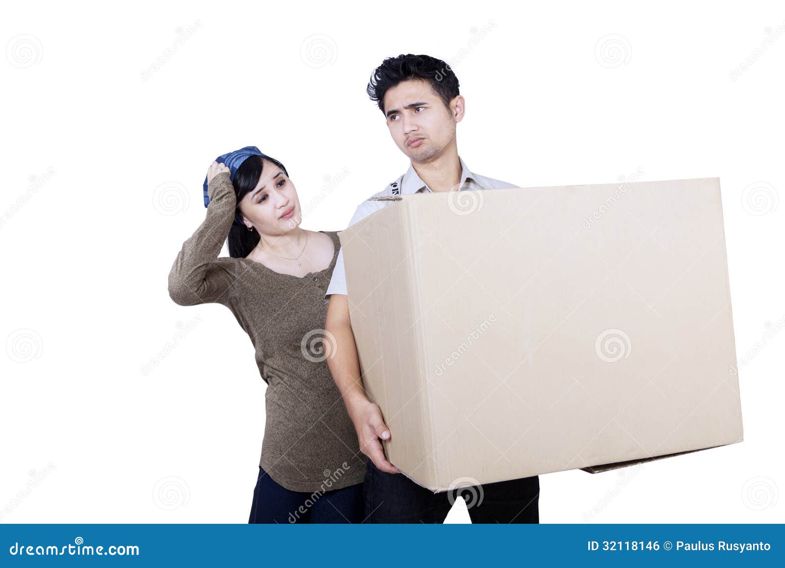 Confused Couple Bring Box - Isolated Stock Photo - Image of beautiful ...