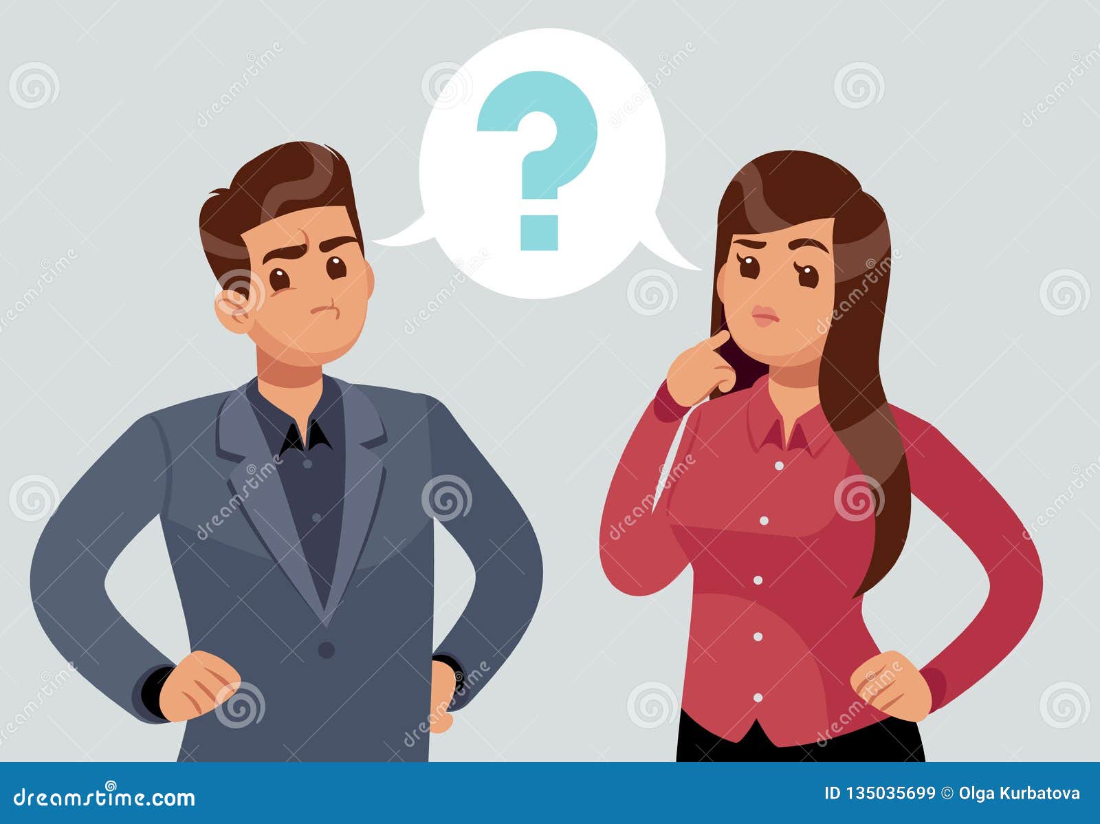 Confused Couple Thoughtful Young Girl And Man Troubled People Thought