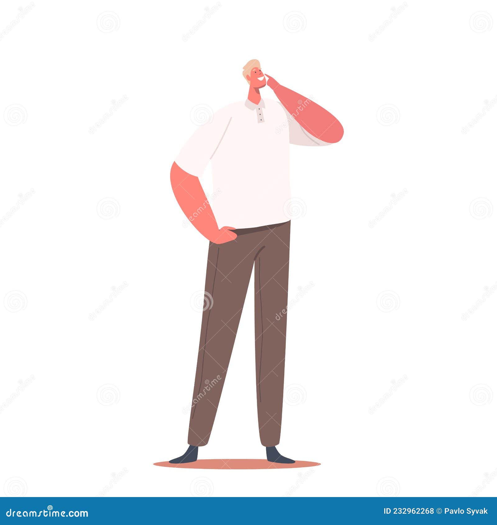 Confused or Curious Single Male Character Thinking, Solving Problem ...