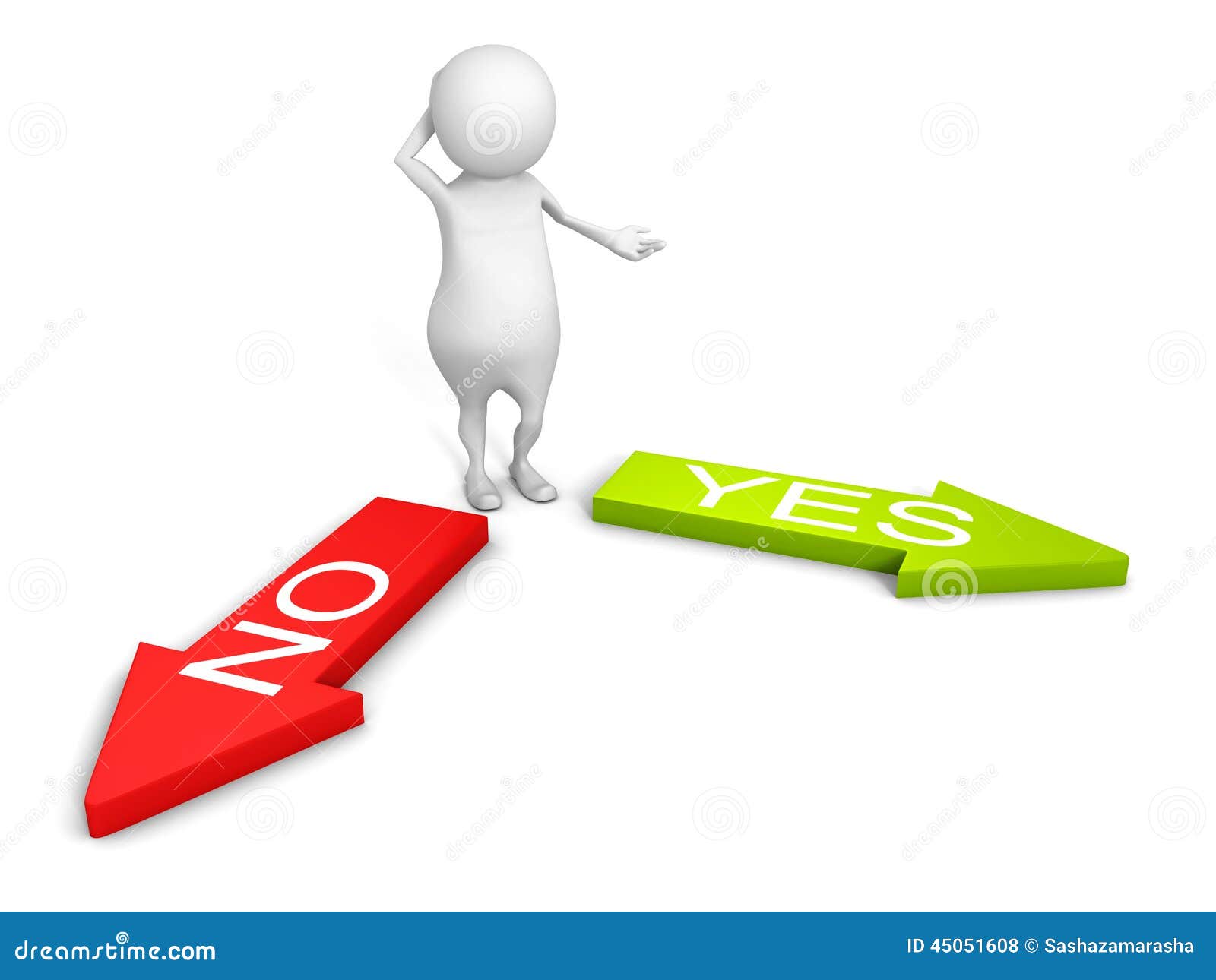 Confused 3d Man with Arrows YES NO in Different Directions Stock ...