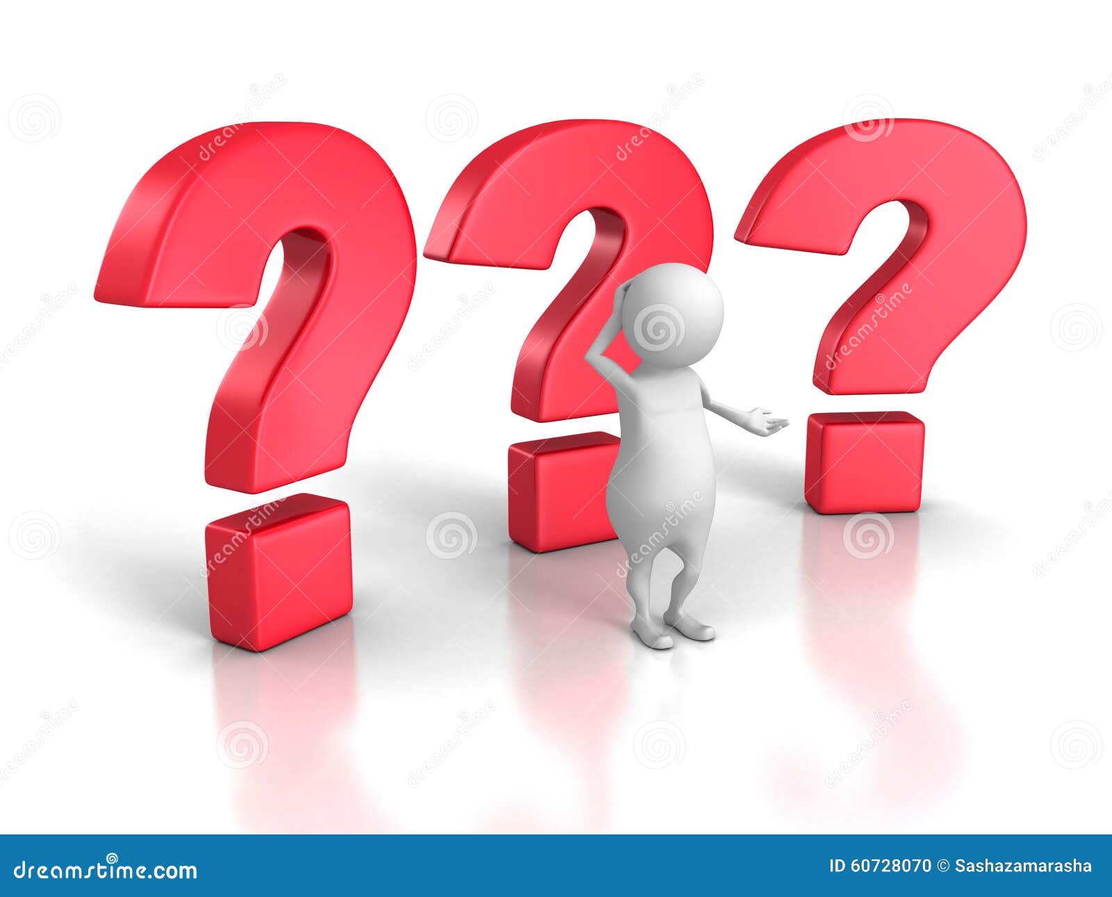 Confused 3d Person with Big Question Marks Stock Illustration ...
