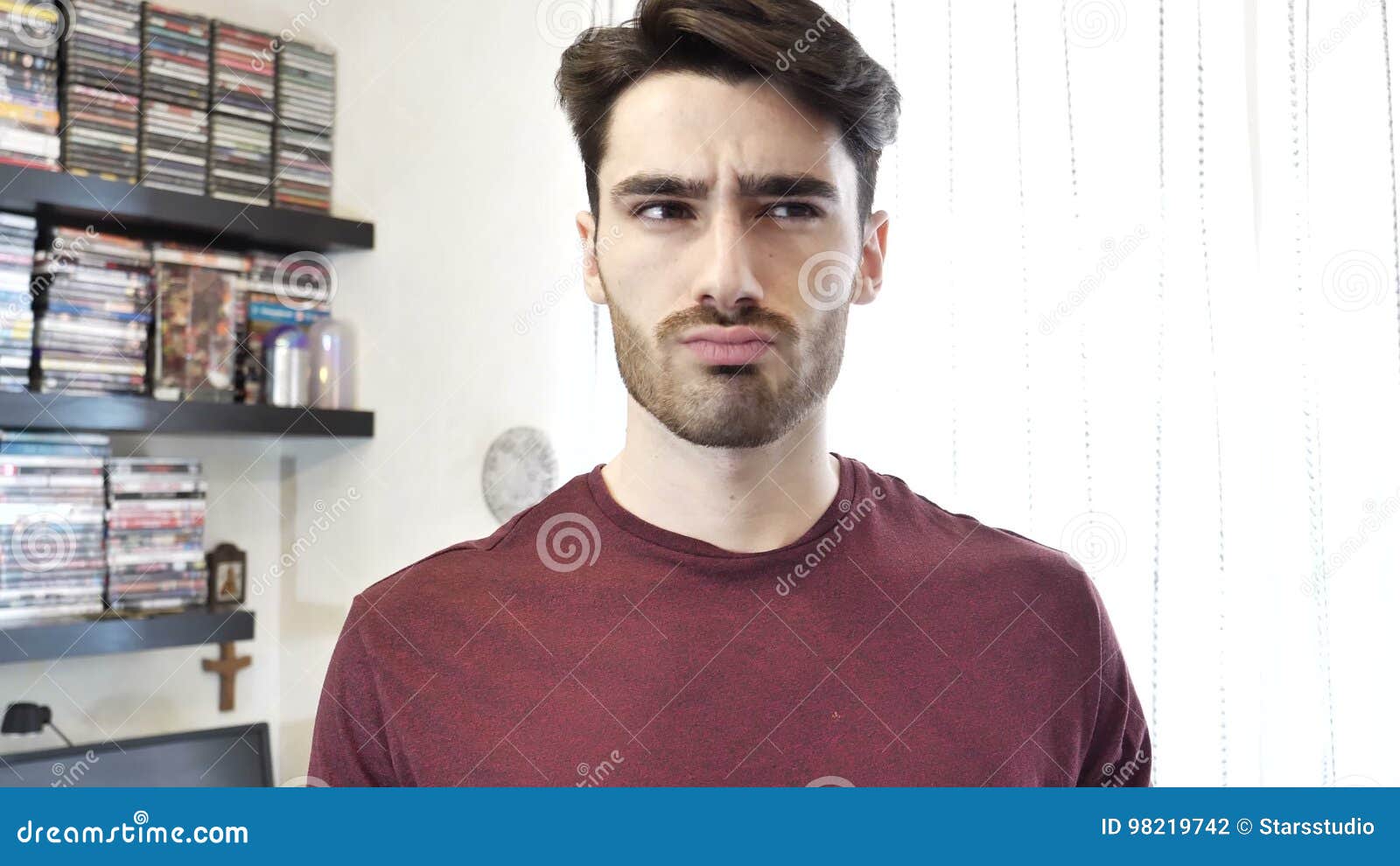 Confused Or Doubtful Young Man Scratching His Chin Stock Footage