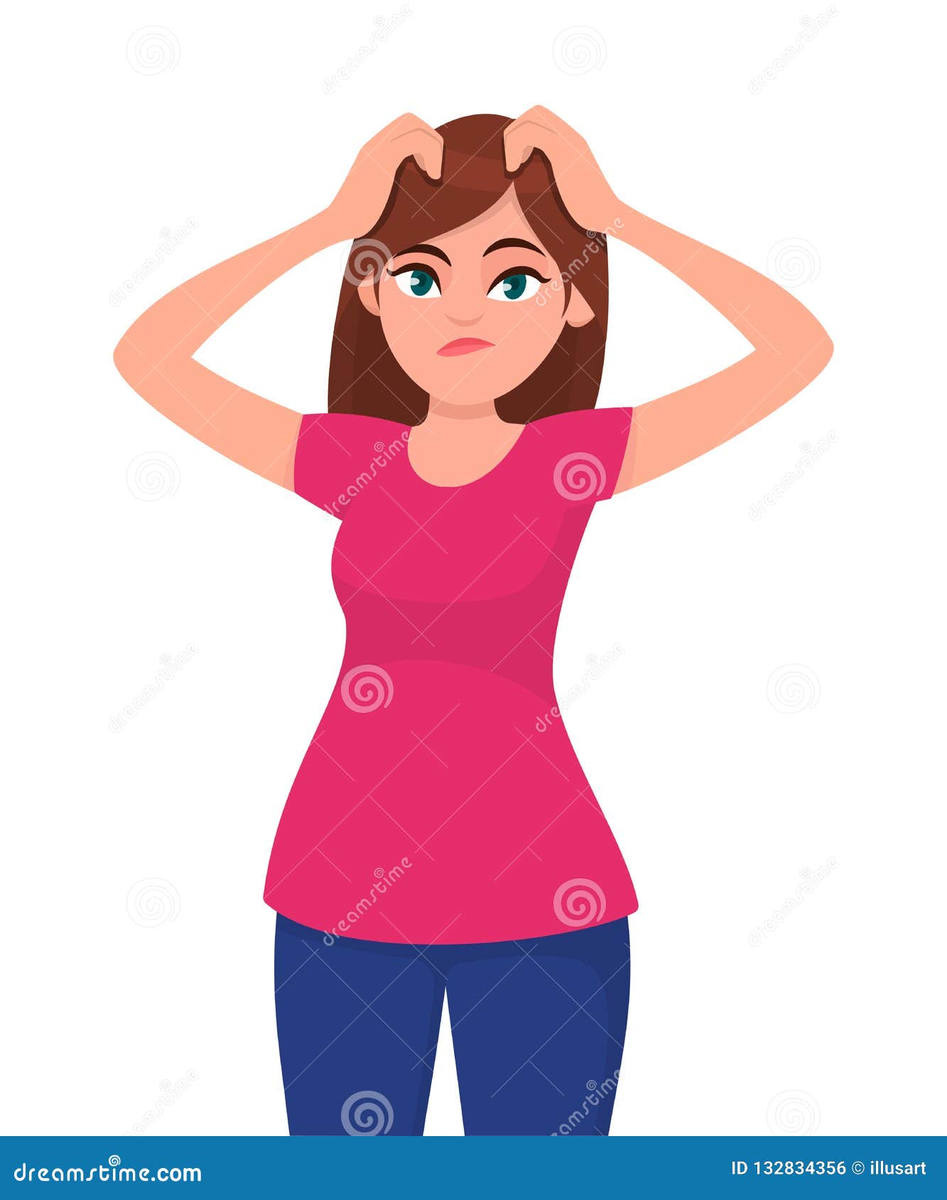 Confused And Doubtful Young Woman Scratching Her Head Oops Question