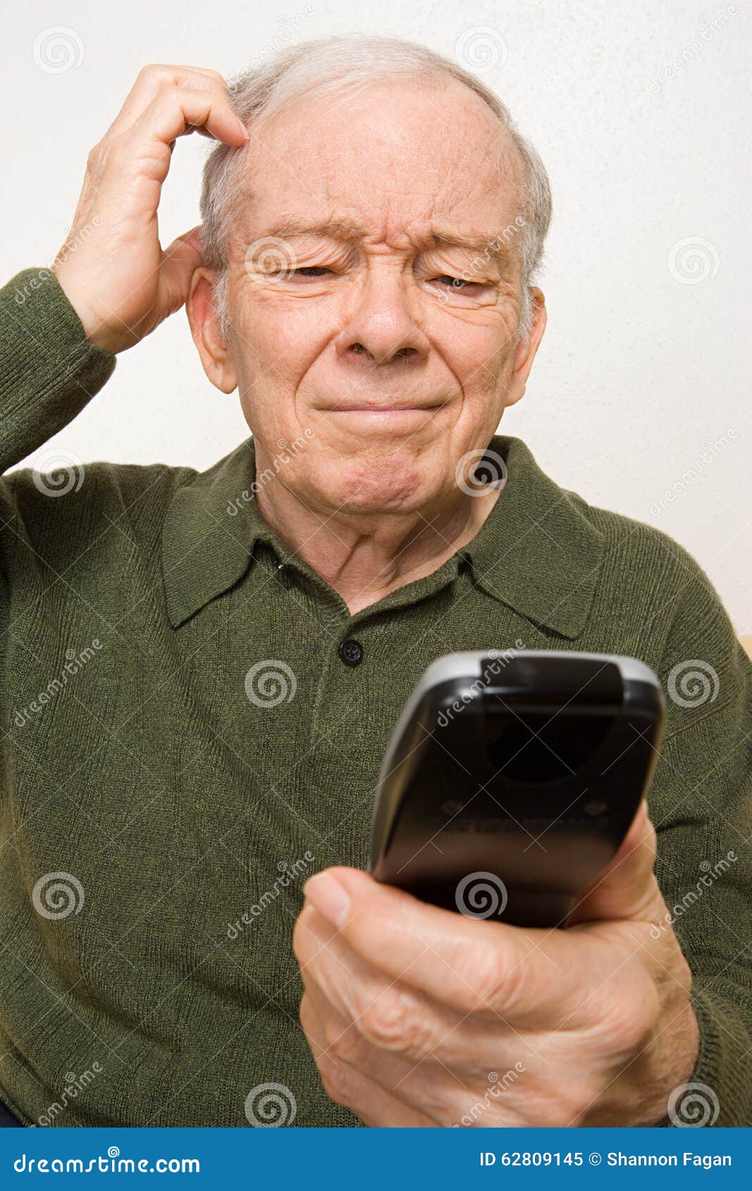Confused Elderly Man with Remote Control Stock Image - Image of button ...