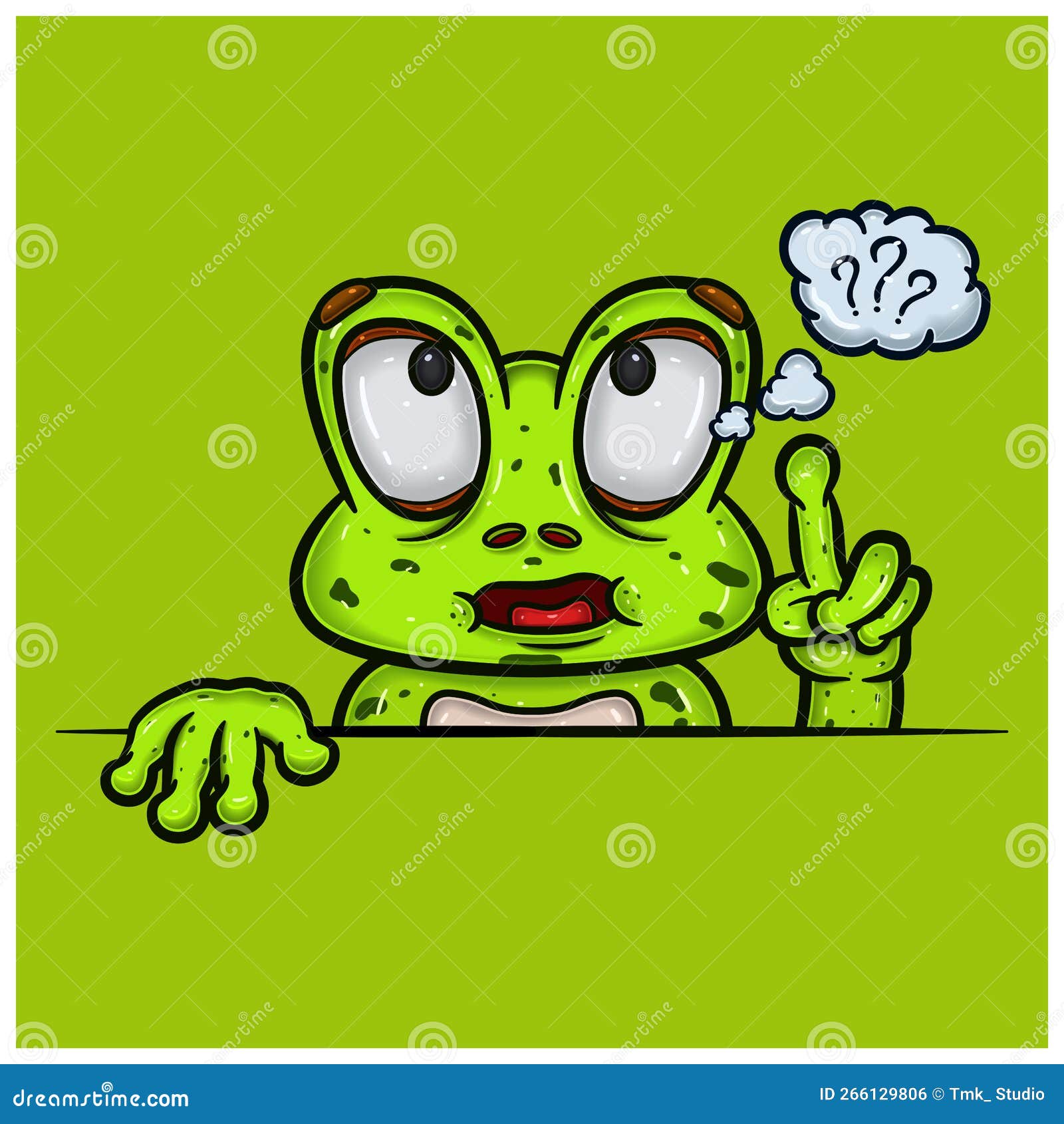 Confused Face Expression with Frog Cartoon. Stock Vector - Illustration ...