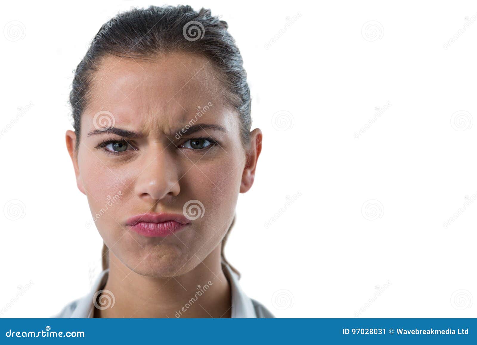 Confused Female Executive Against White Background Stock Image - Image ...