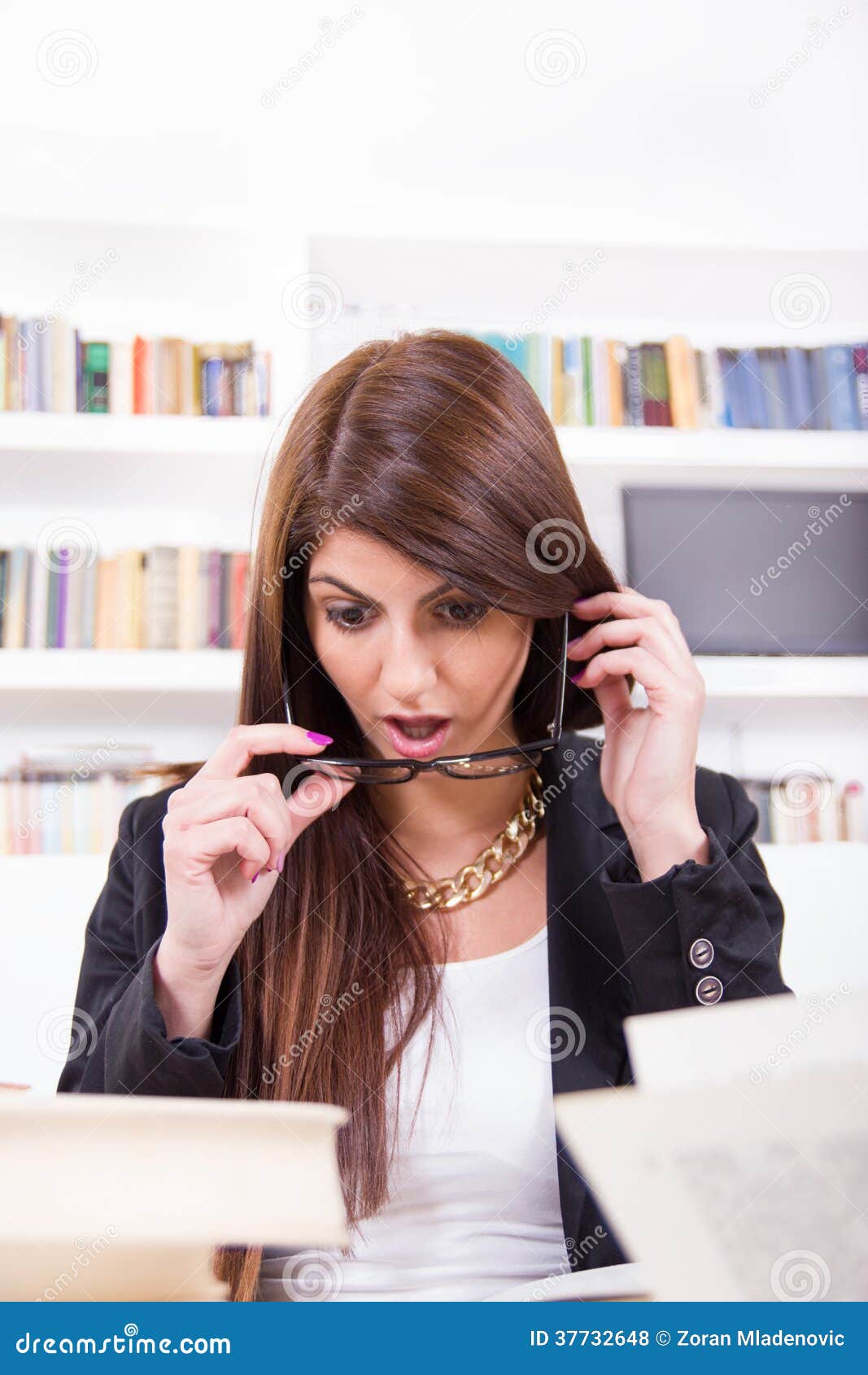 Confused Female Student with Expression Stock Photo - Image of person ...