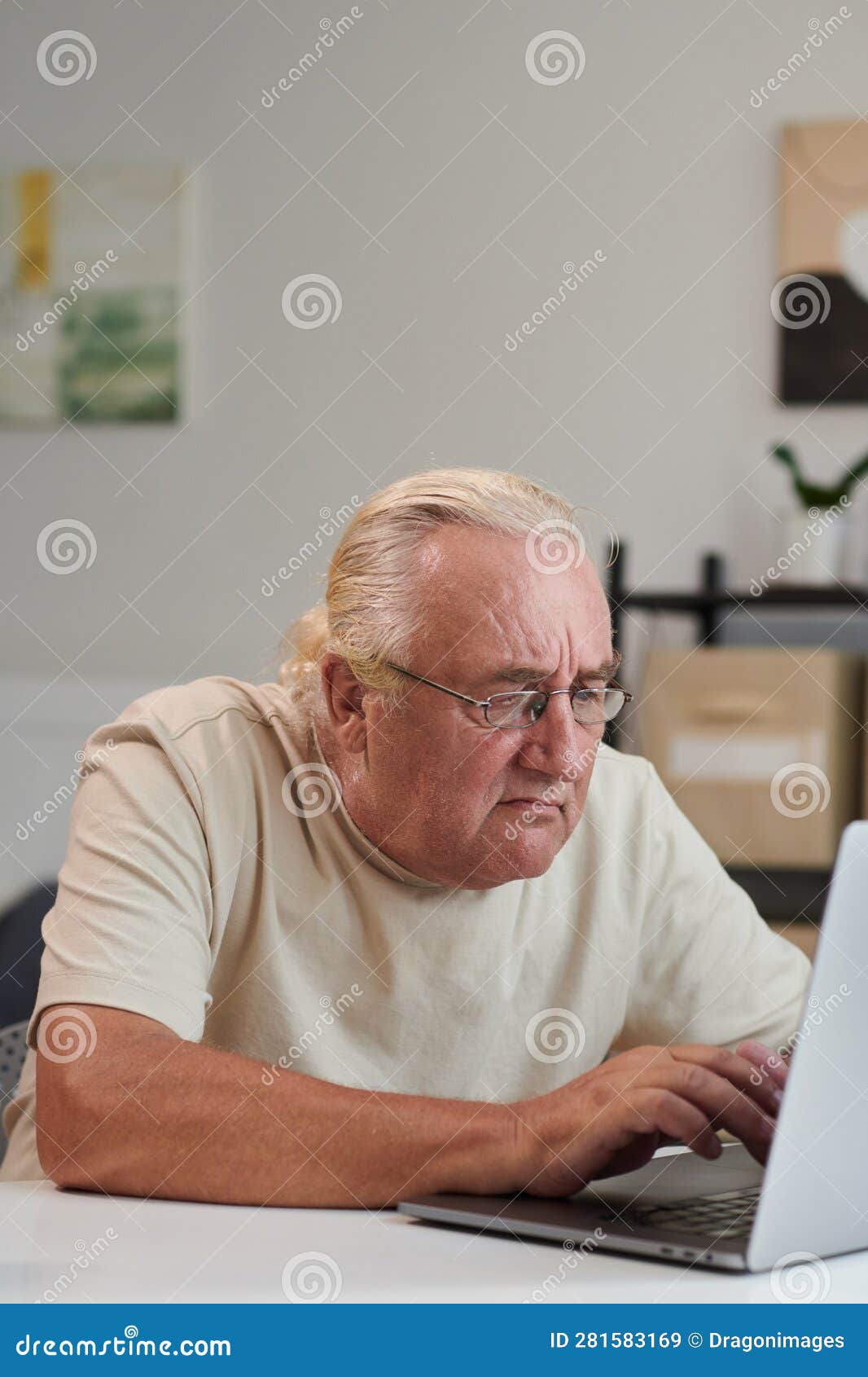 Confused Man Installing Application Stock Image - Image of glasses ...