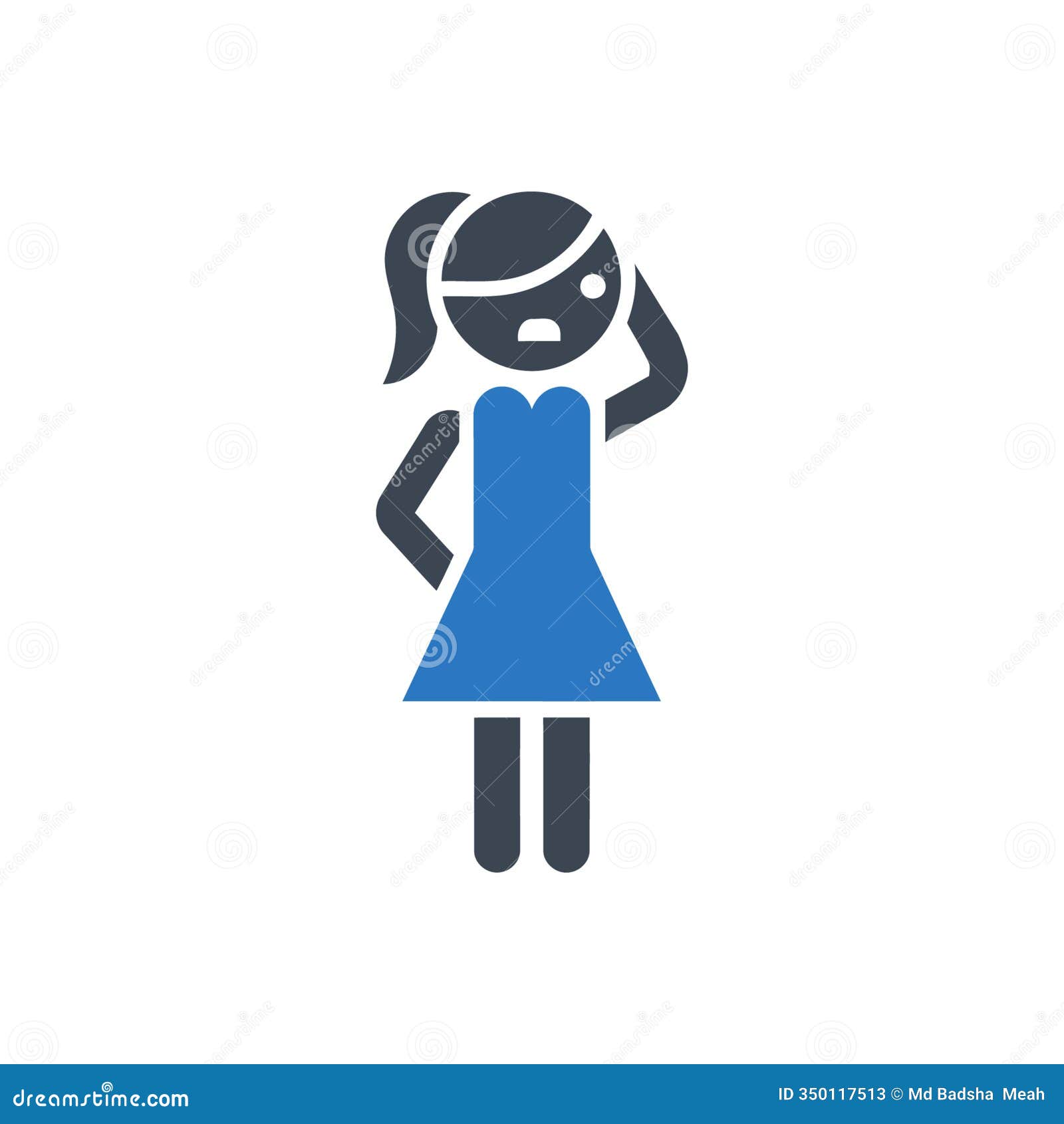 Confused Girl Symbol Icon stock vector. Illustration of standing ...