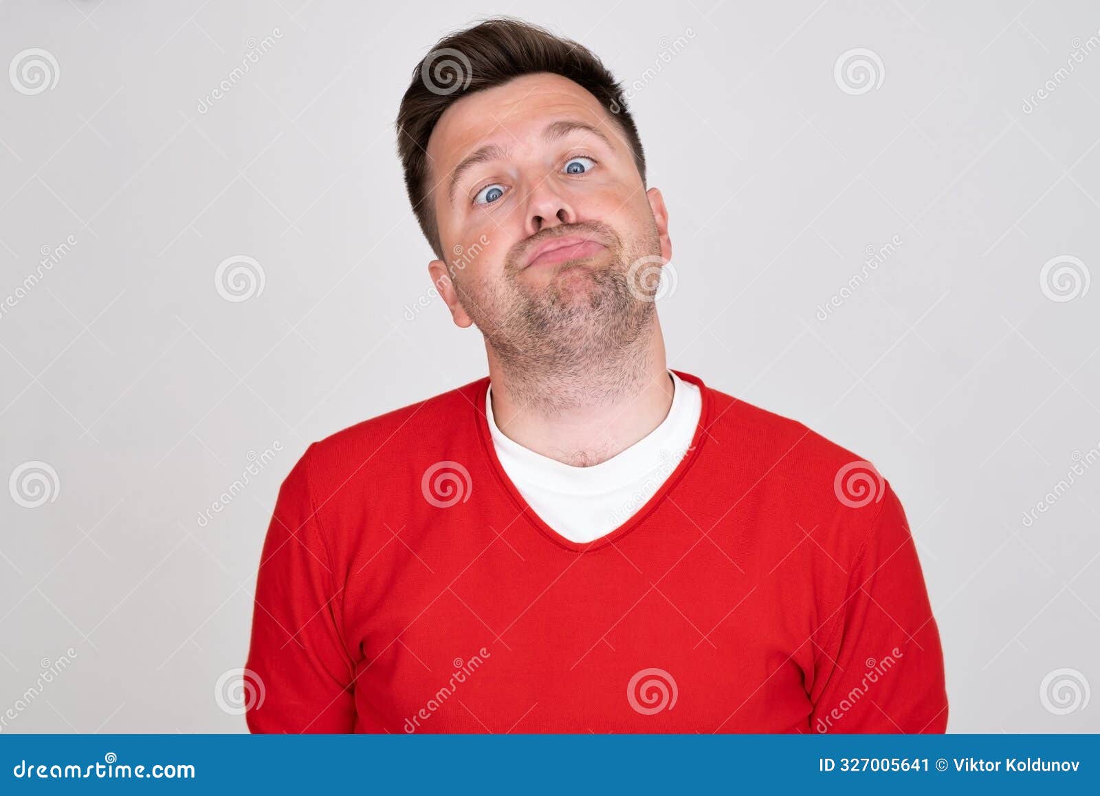Confused Guy Wearing Red Tshirt Looking at Camera with Doubt. Stock Image - Image of thoughtful ...