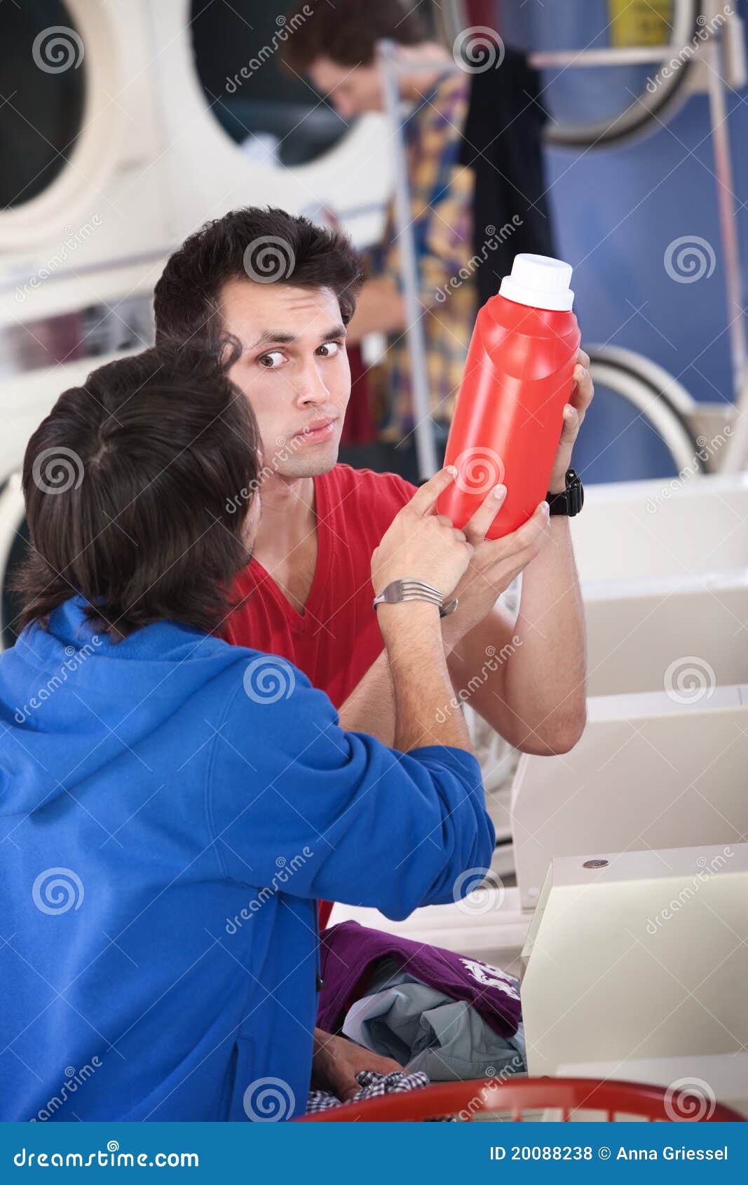 Confused Guys in Laundromat Stock Photo - Image of cute, directions ...