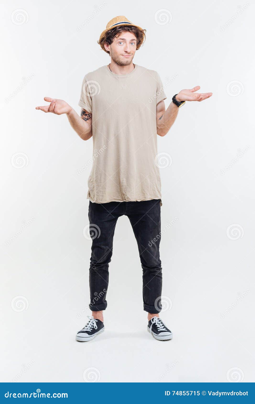 Confused Handsome Young Man Standing and Shrugging Stock Image - Image ...