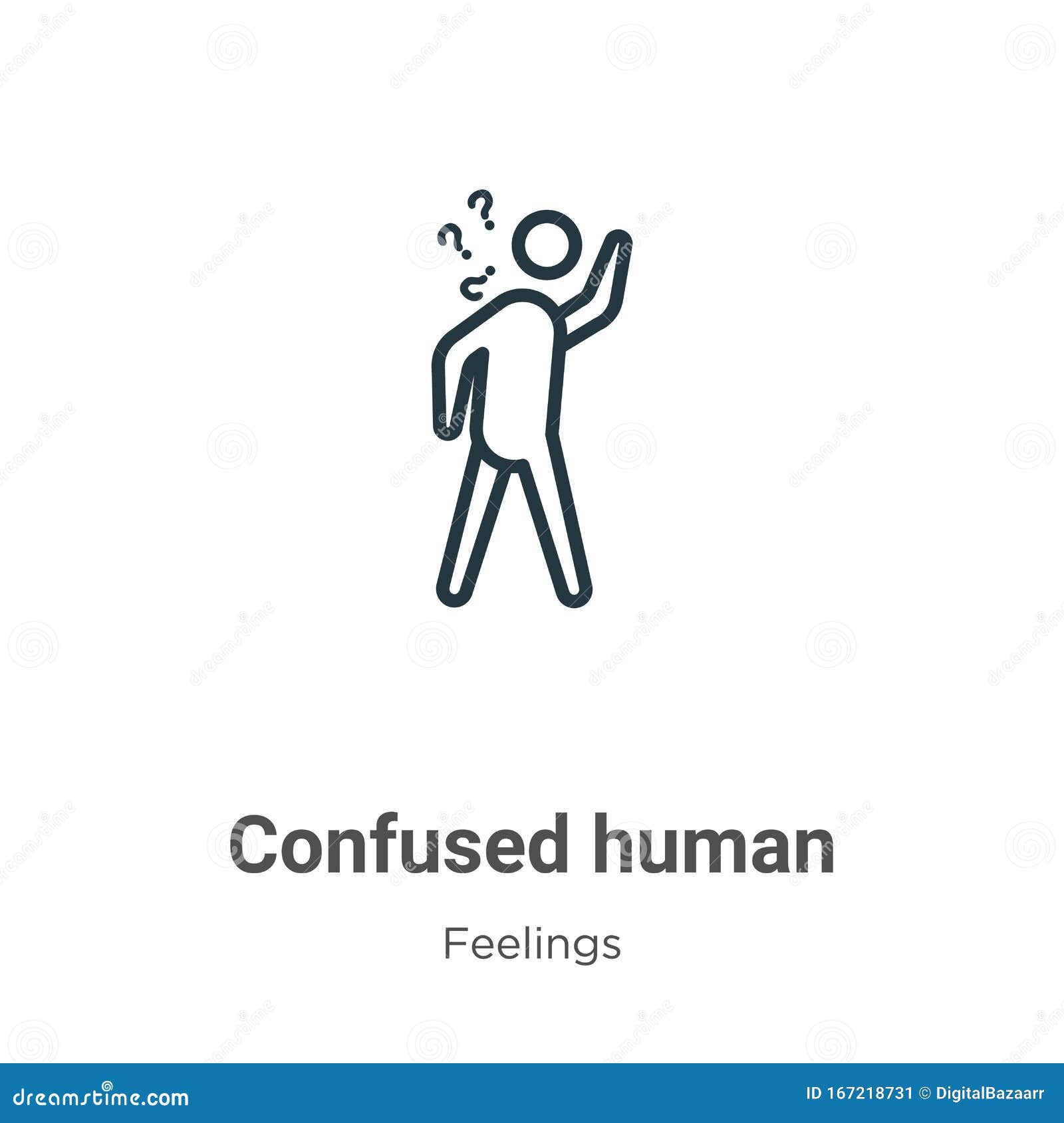 Confused Human Outline Vector Icon. Thin Line Black Confused Human Icon ...