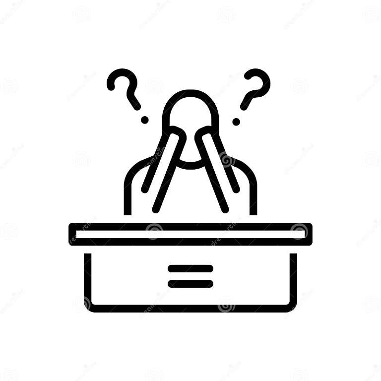Black Line Icon for Confused, Disturbing and Indecision Stock ...