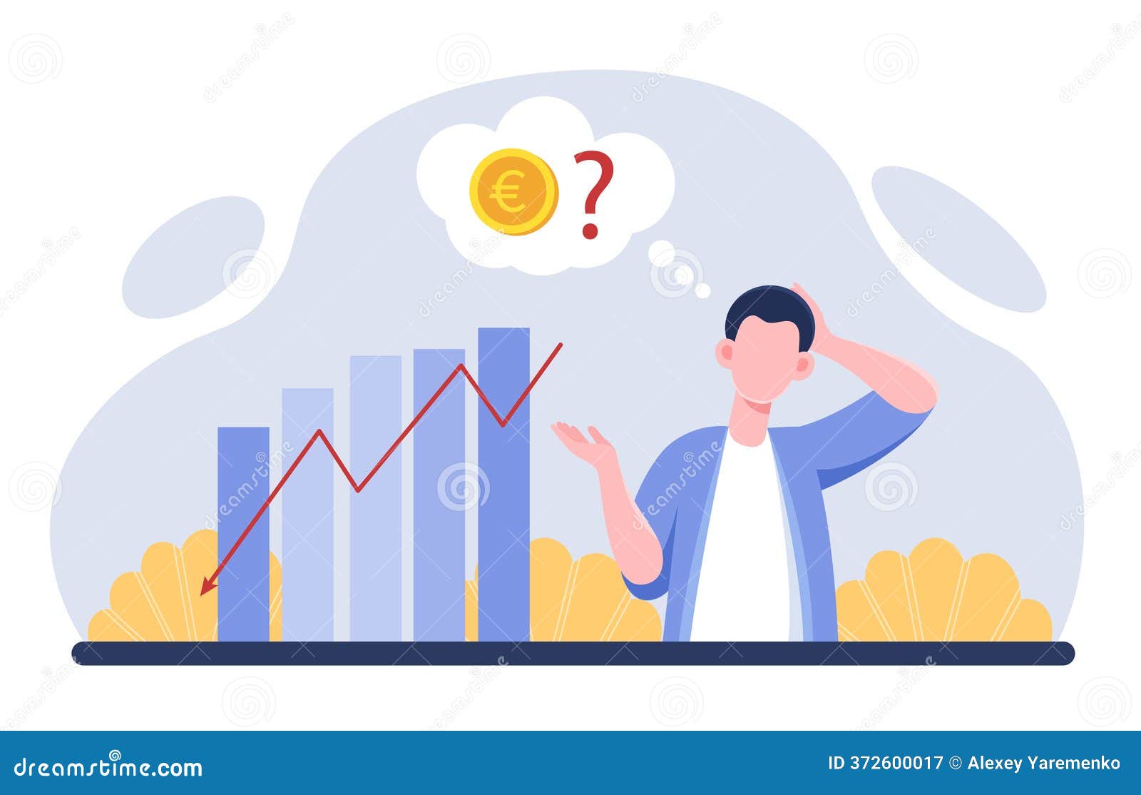 Euro And Chart, Currency Decline, Bearish Icon, Background Money ...