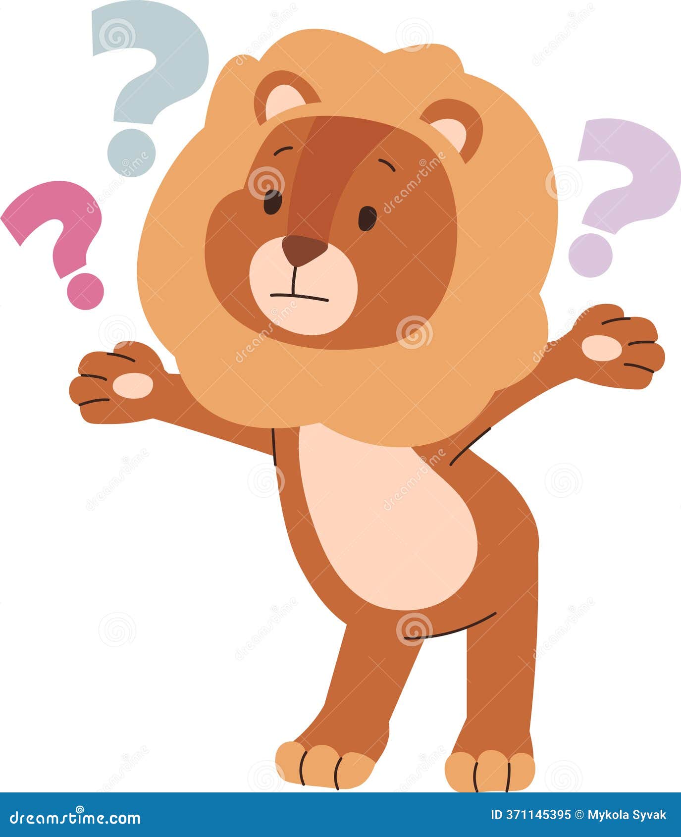 Confused Lion With Question Marks Cartoon Vector | CartoonDealer.com ...