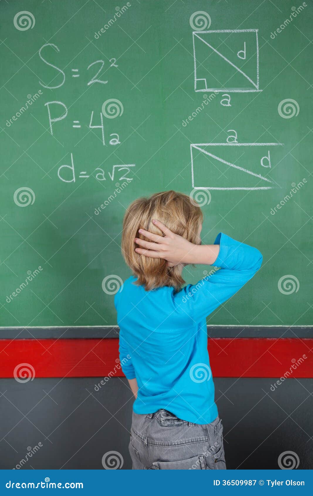 Confused Little Boy Looking at Board Stock Image - Image of academic ...