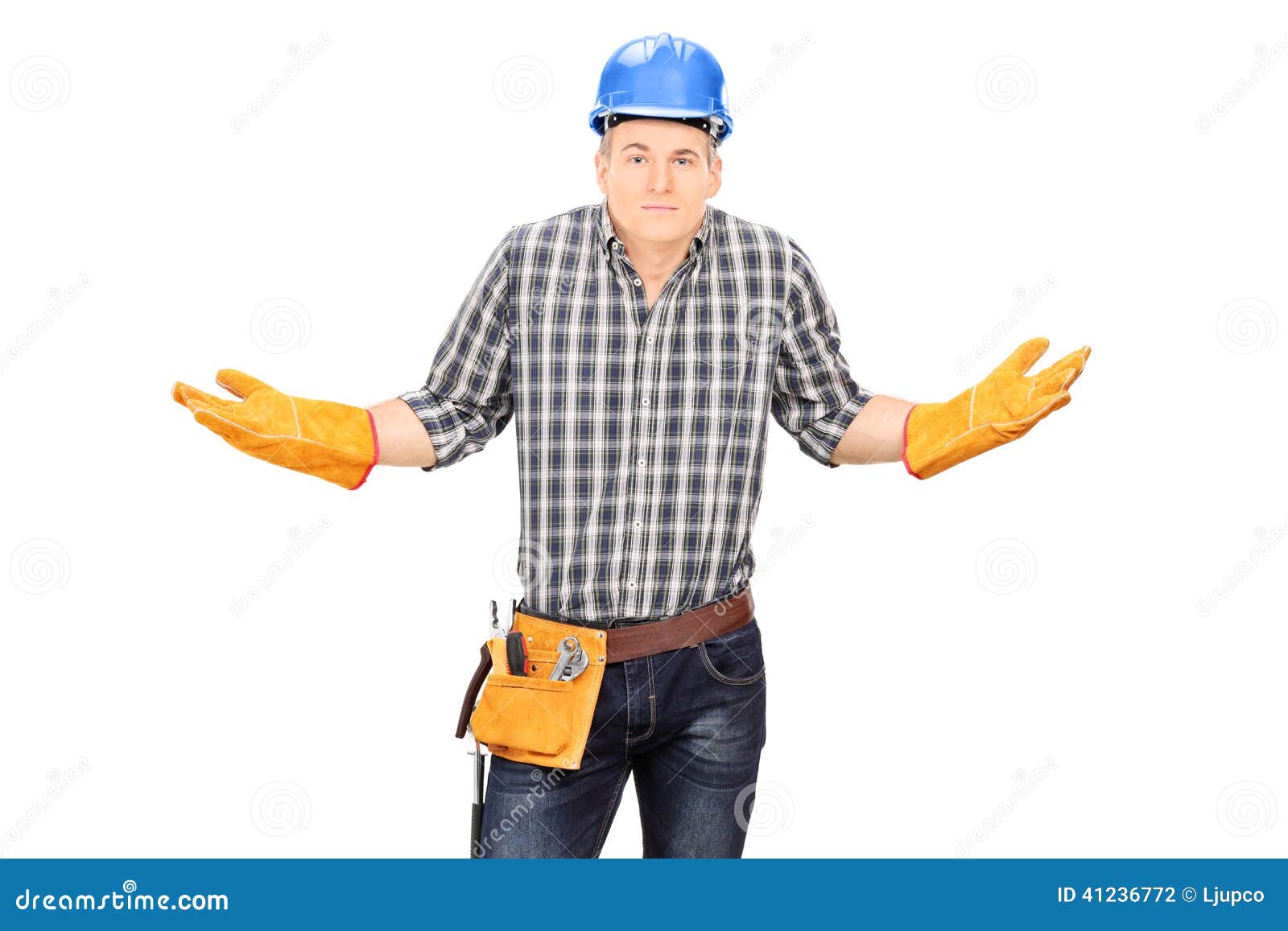 Confused Man Gesturing Isolated Construction Stock Photos - Free ...