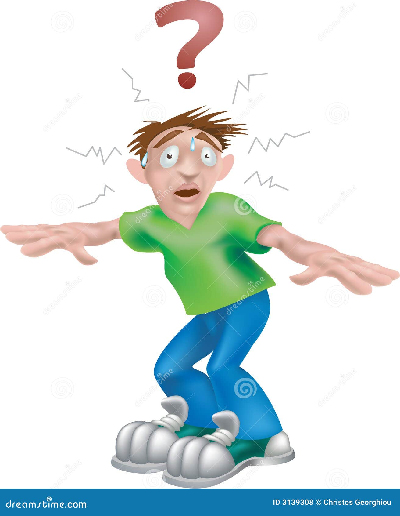 Confused man stock vector. Illustration of sweating, anxiety - 3139308