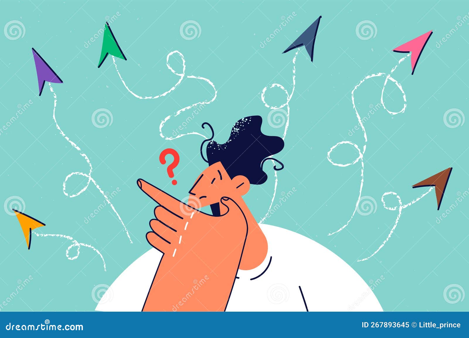 Confused Man with Arrows Facing Different Directions Stock Vector ...