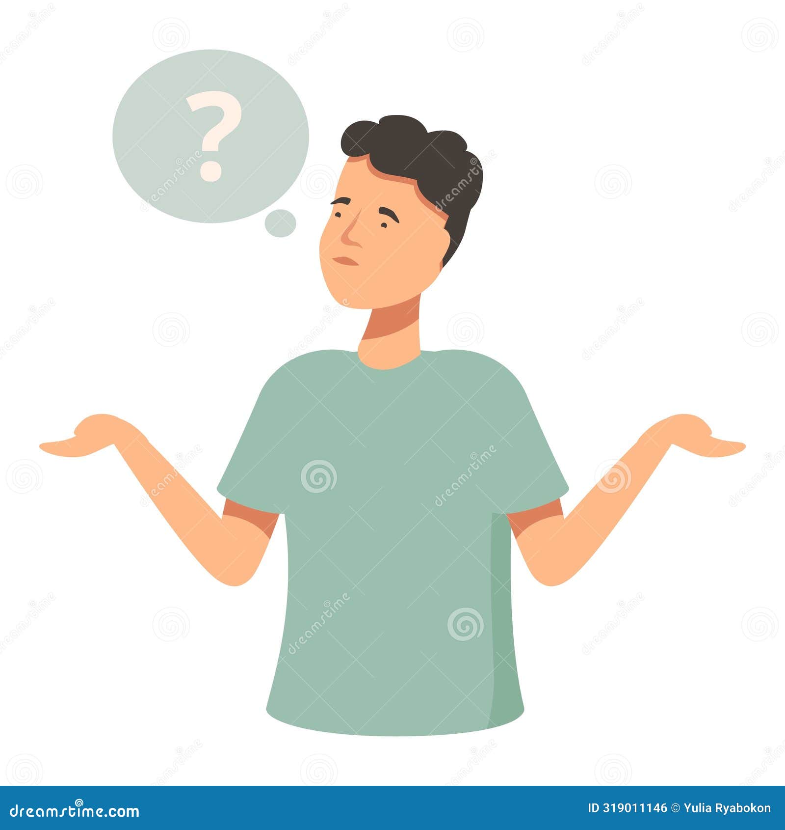 Confused Man Cartoon with Question Mark Stock Vector - Illustration of ...