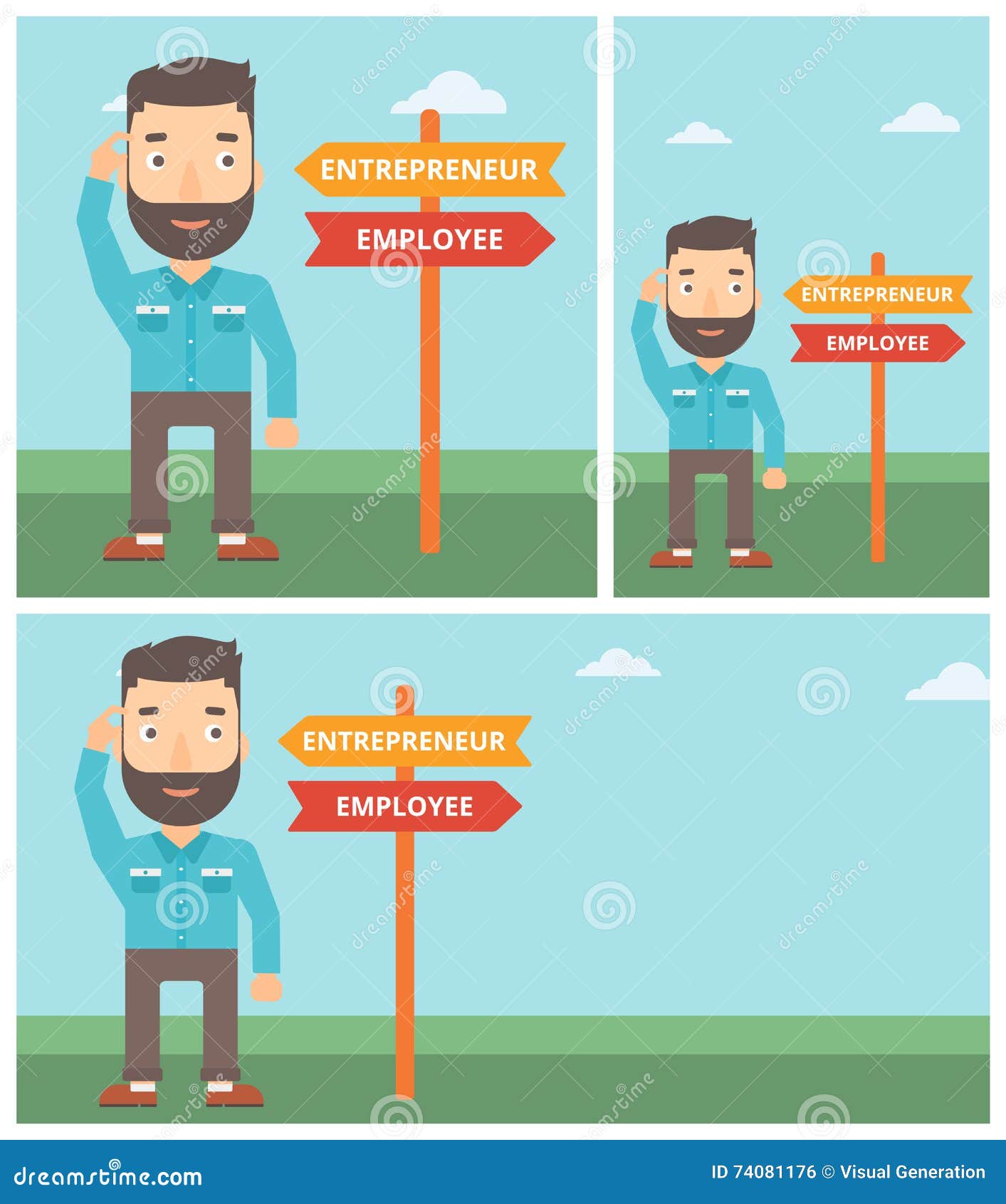 Confused Man Choosing Career Pathway. Stock Vector - Illustration of ...
