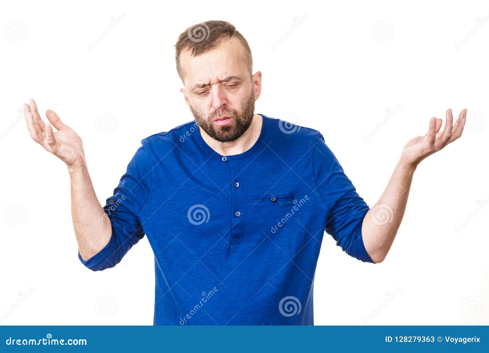 Confused man does not know stock image. Image of confusion - 128279363