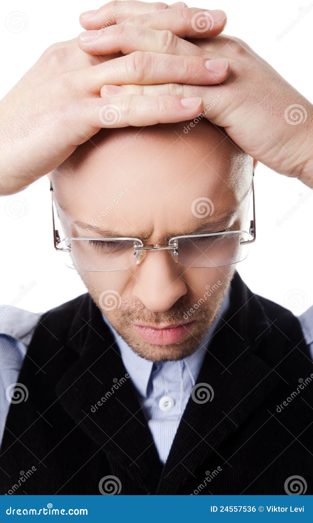 Confused man hands on head stock photo. Image of confused - 24557536