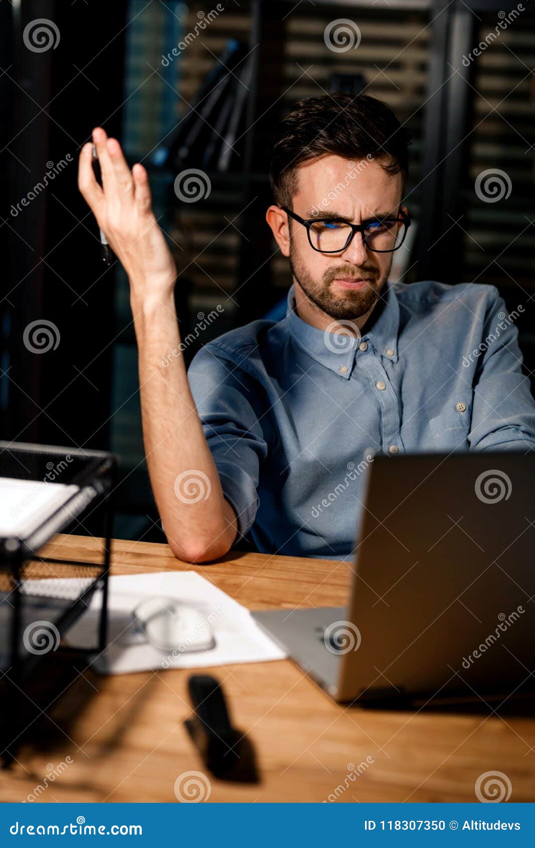 Confused Man Having Problems at Work Stock Photo - Image of problem ...