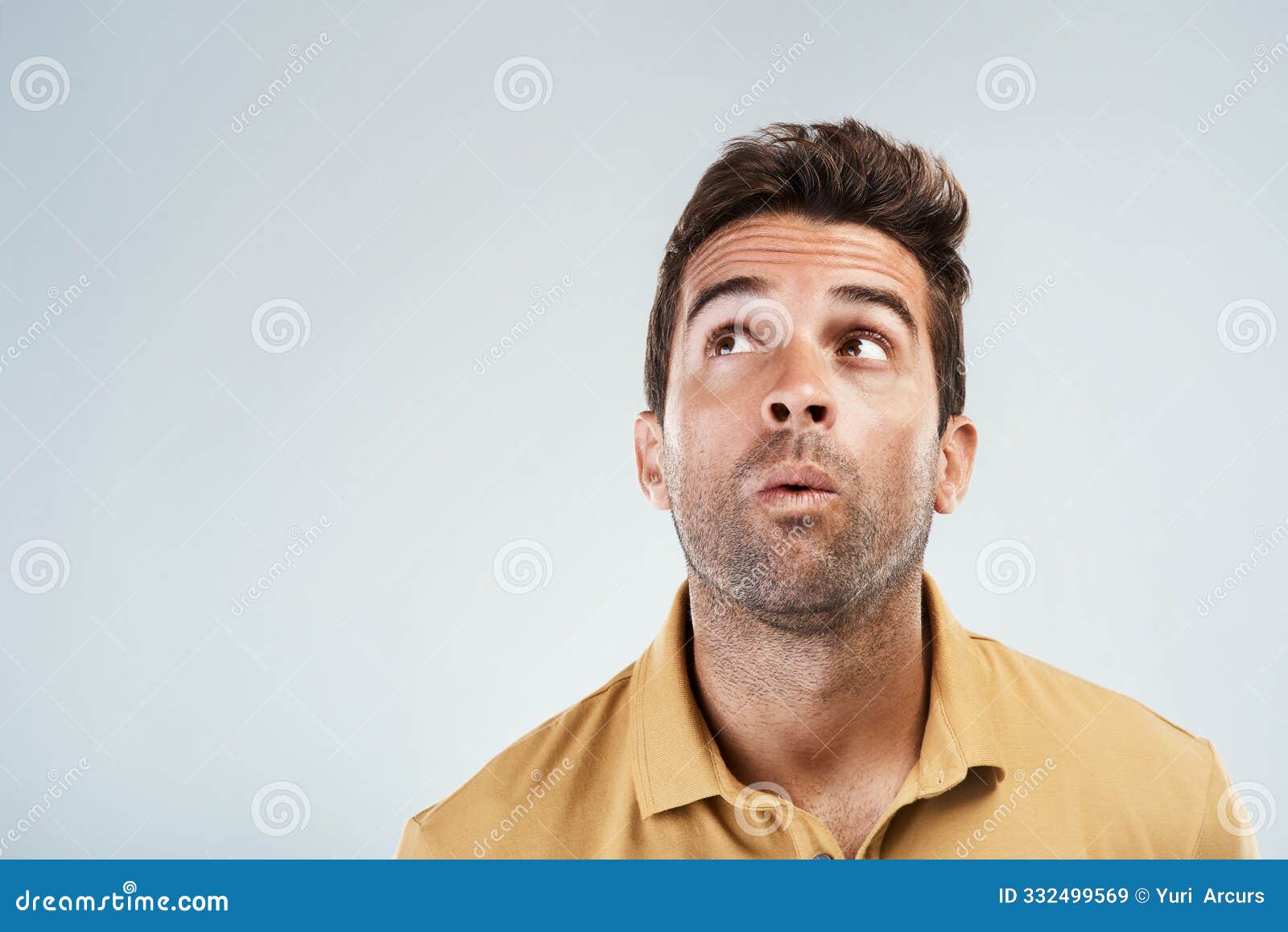 Confused, Man and Idea in Studio for Solution, Problem Solving and ...