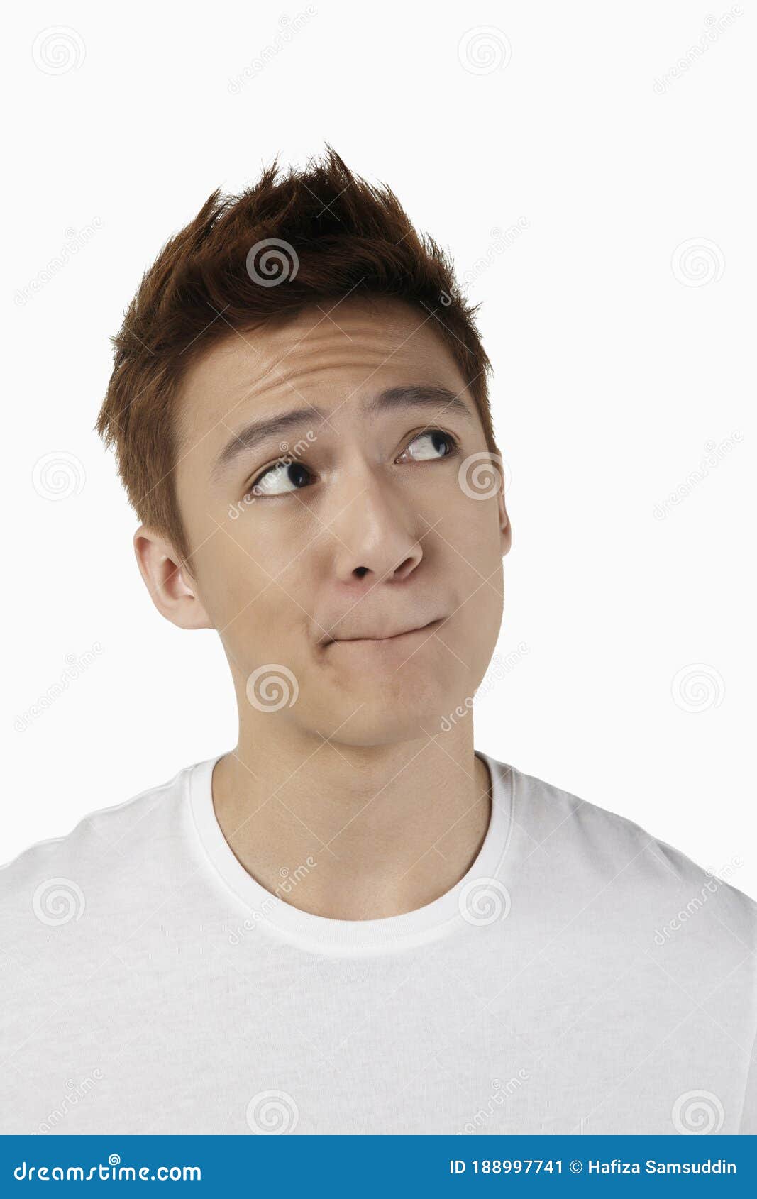 Confused Man Looking Up, Contemplating. Conceptual Image Stock Image ...