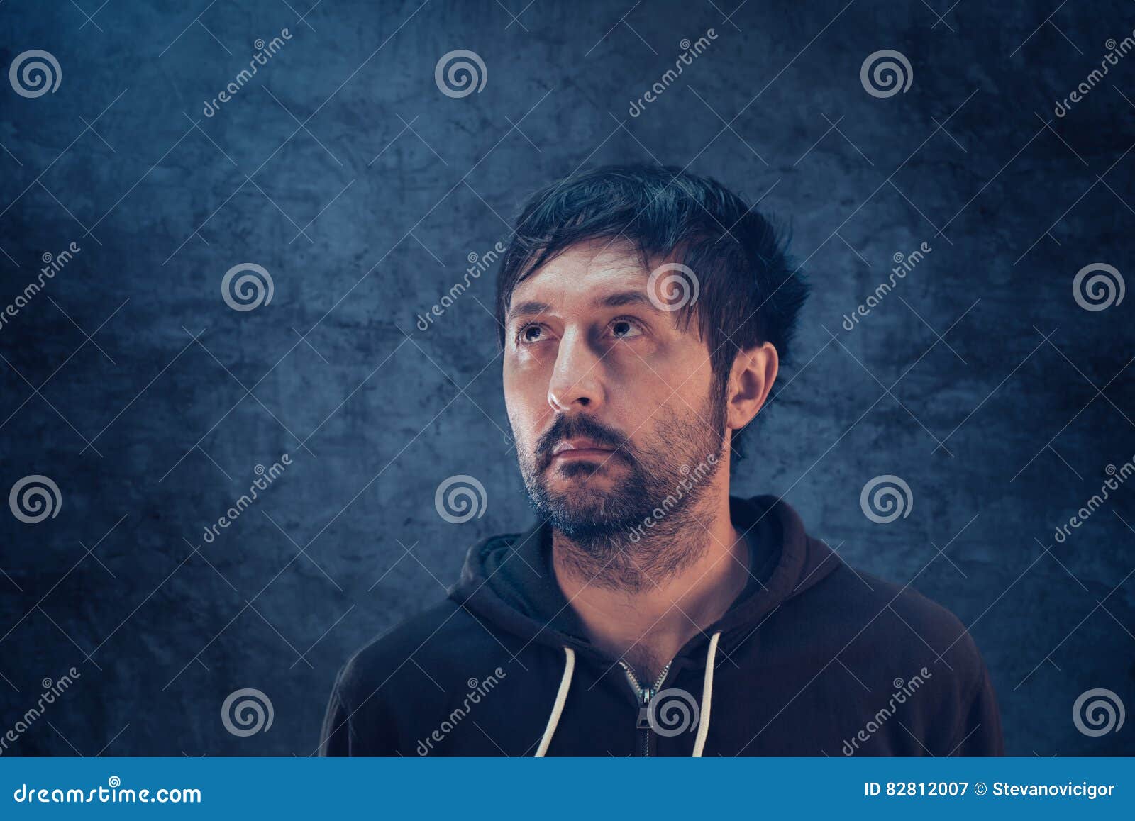 Confused Man with so Many Questions Looking Up Stock Image - Image of ...