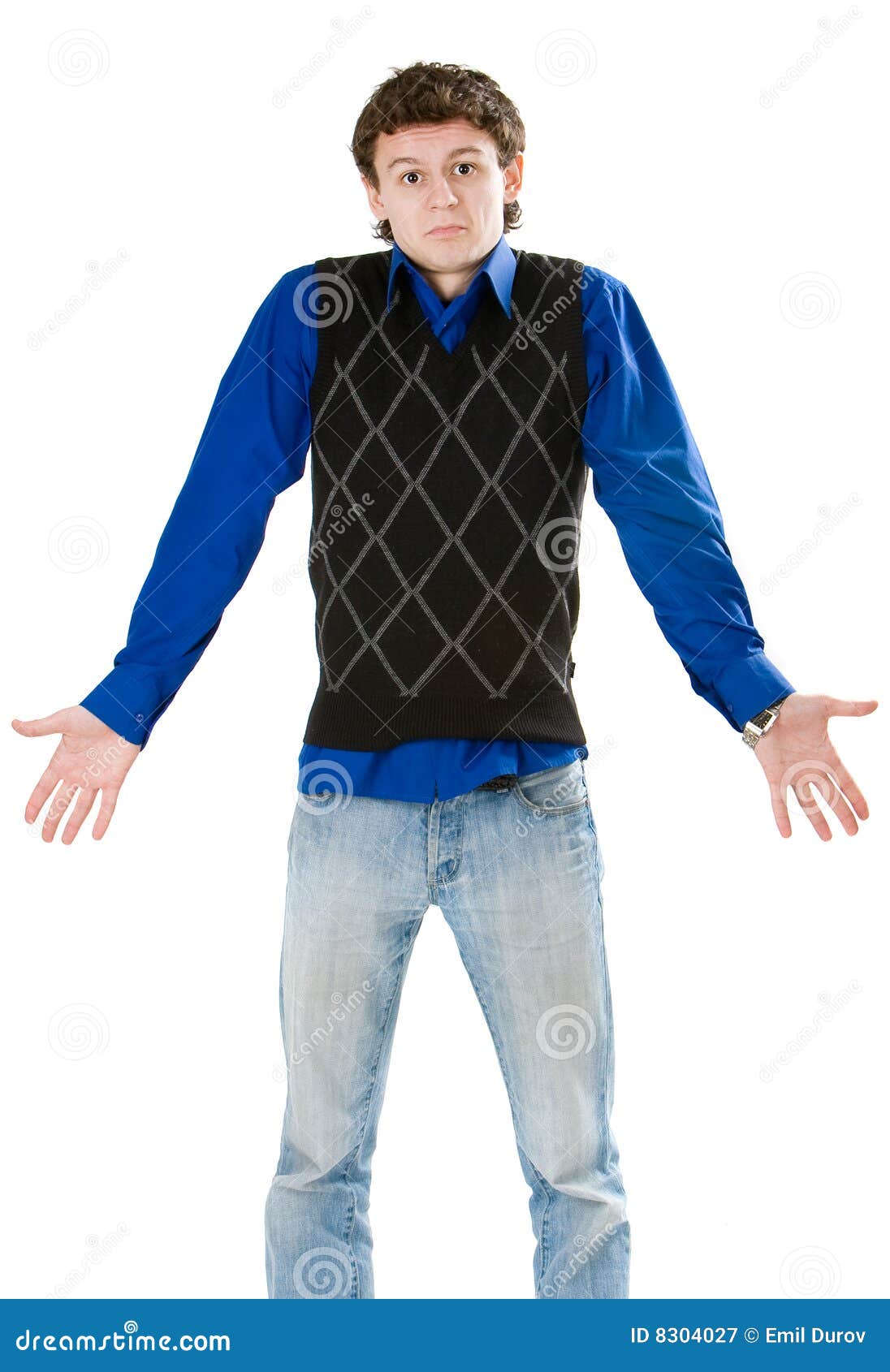 Confused Man Portrait Isolated on White Stock Image - Image of years ...