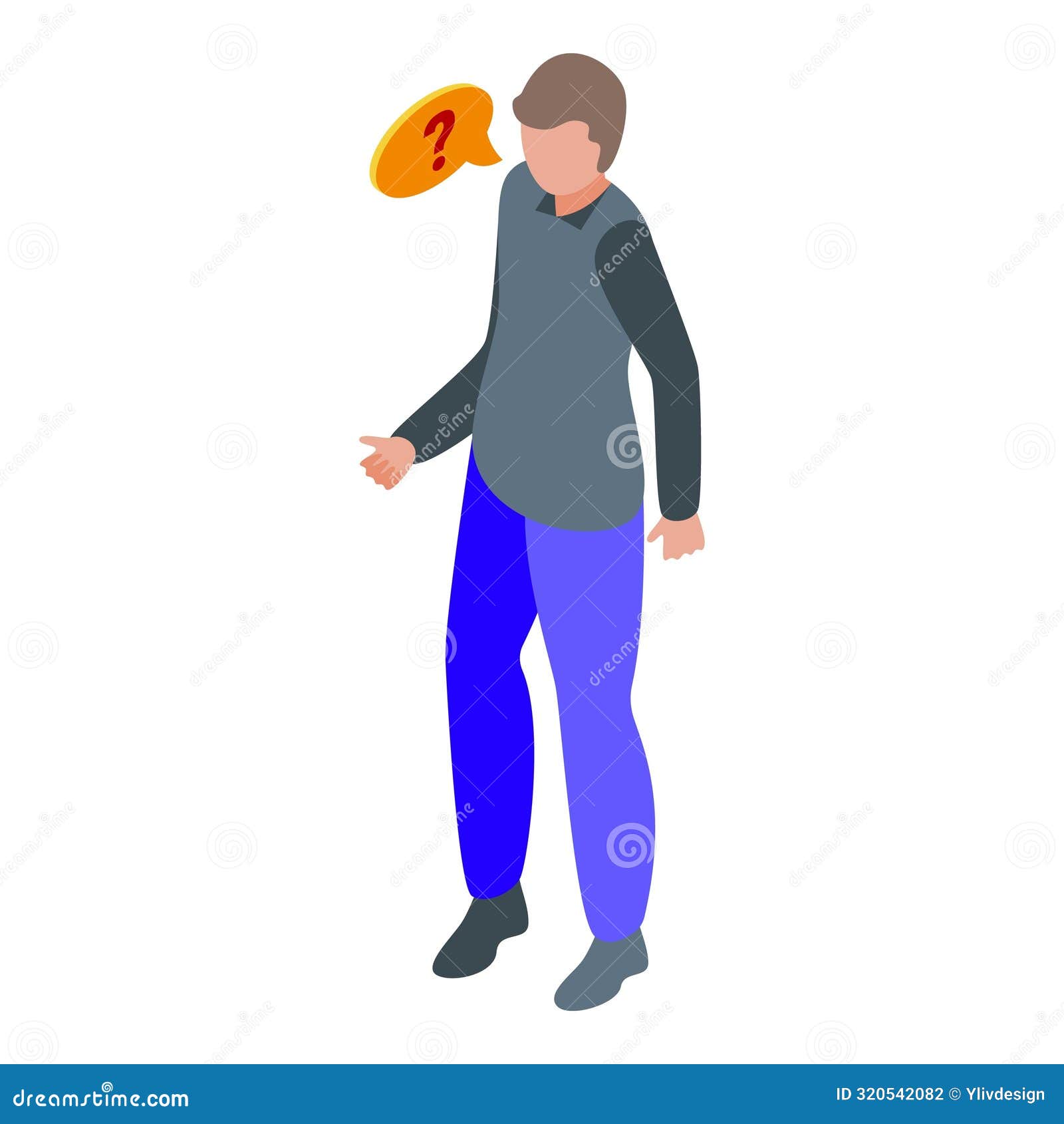 Confused Man with Question Mark Speech Bubble Stock Vector ...