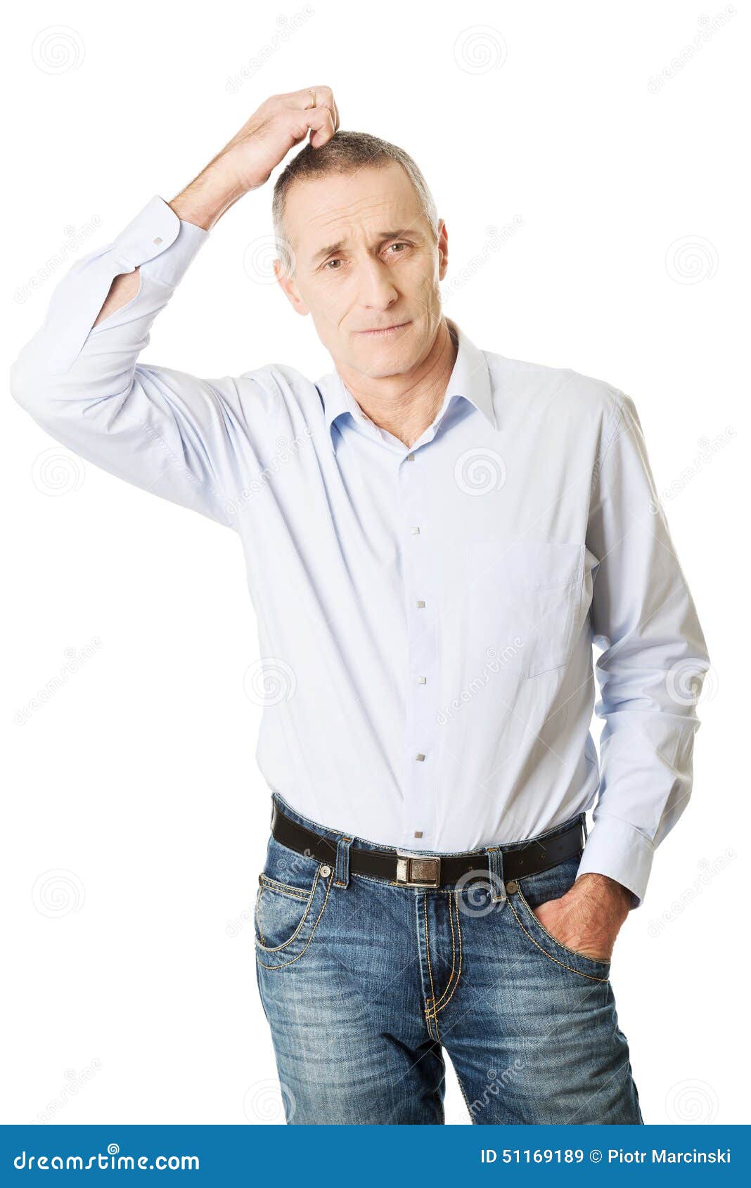 Confused Man Scratching His Head Stock Image - Image of adult, portrait ...