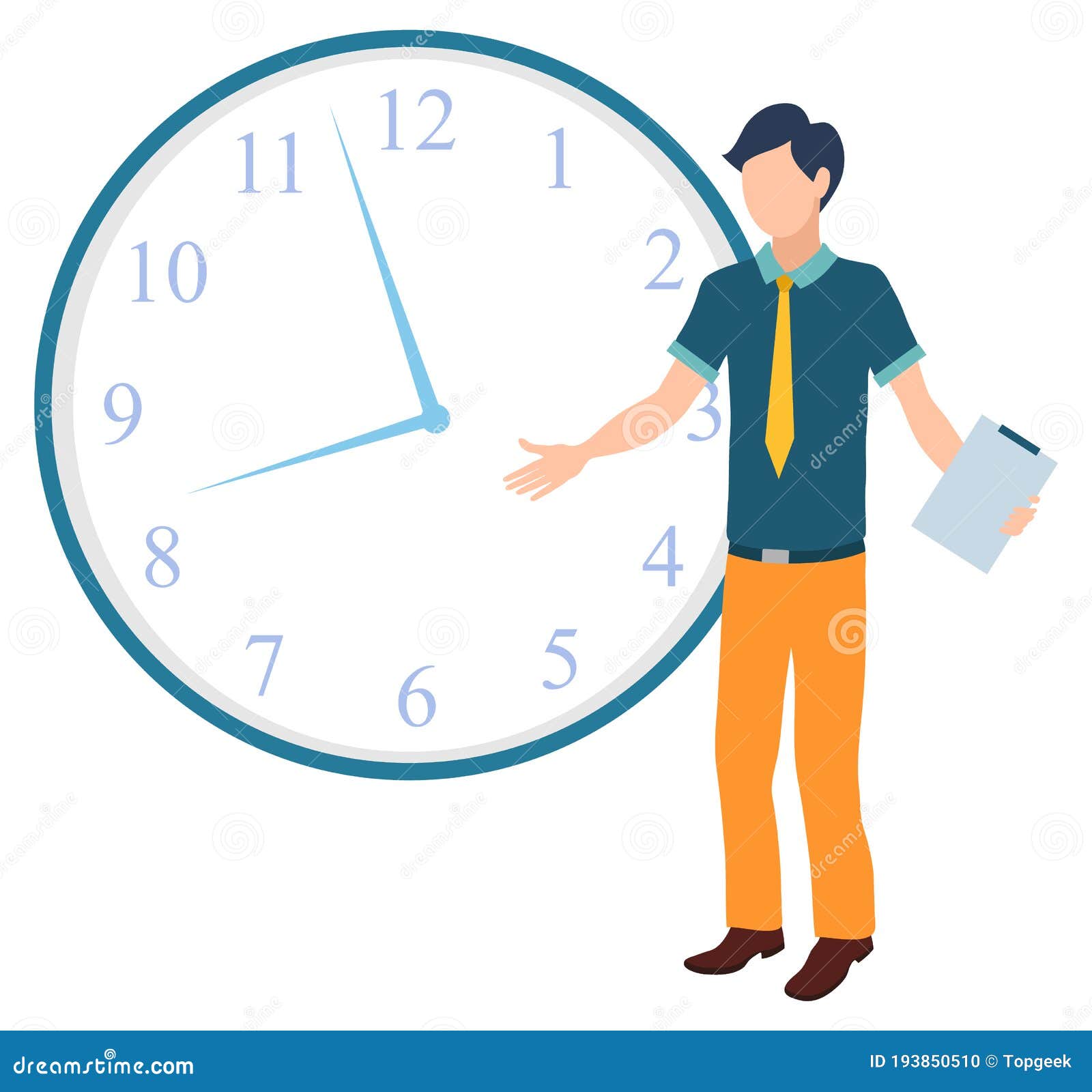 Confused Man Standing in Front of Clock Vector Stock Vector ...