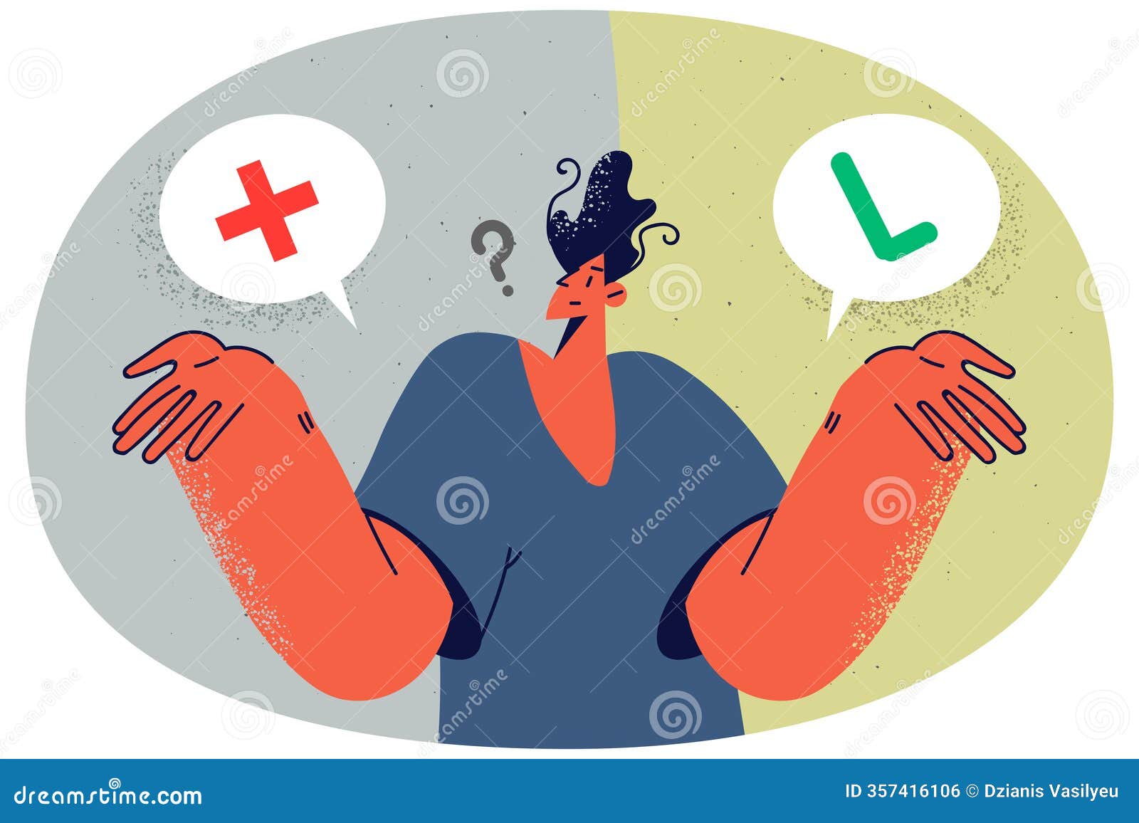 Confused Man Think of Pros and Cons Stock Illustration - Illustration ...