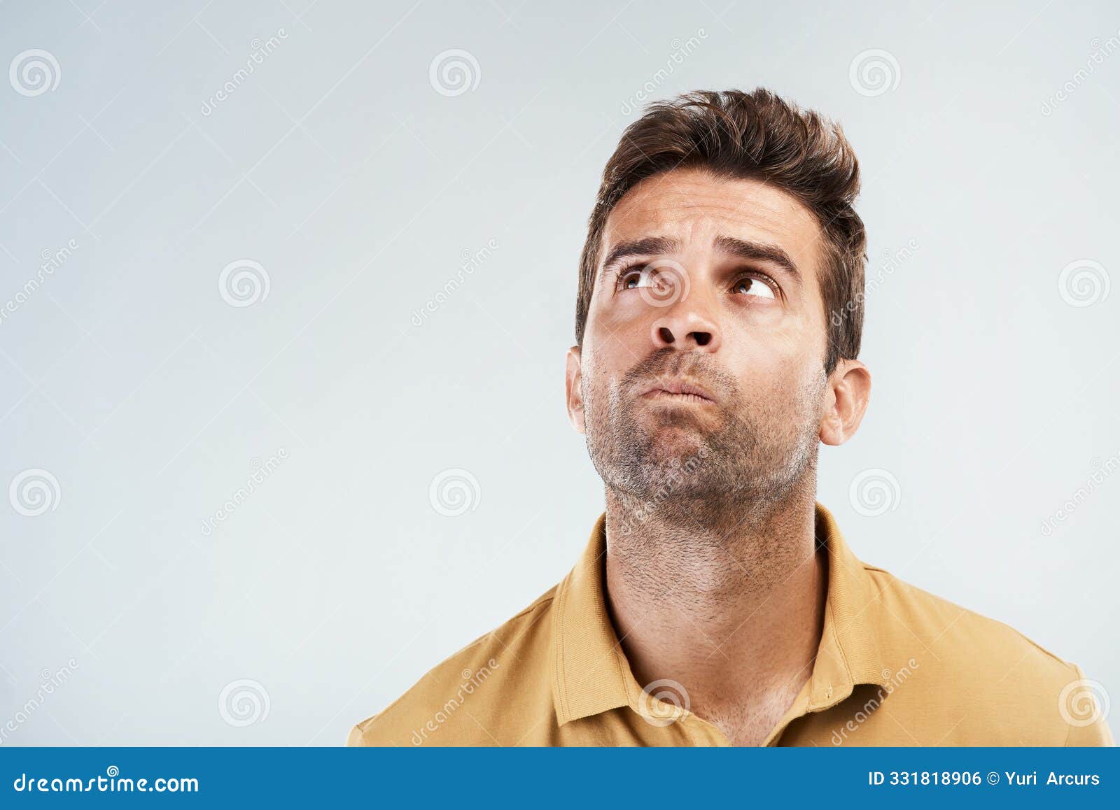 Confused, Man and Thinking in Studio for Solution, Problem Solving and ...