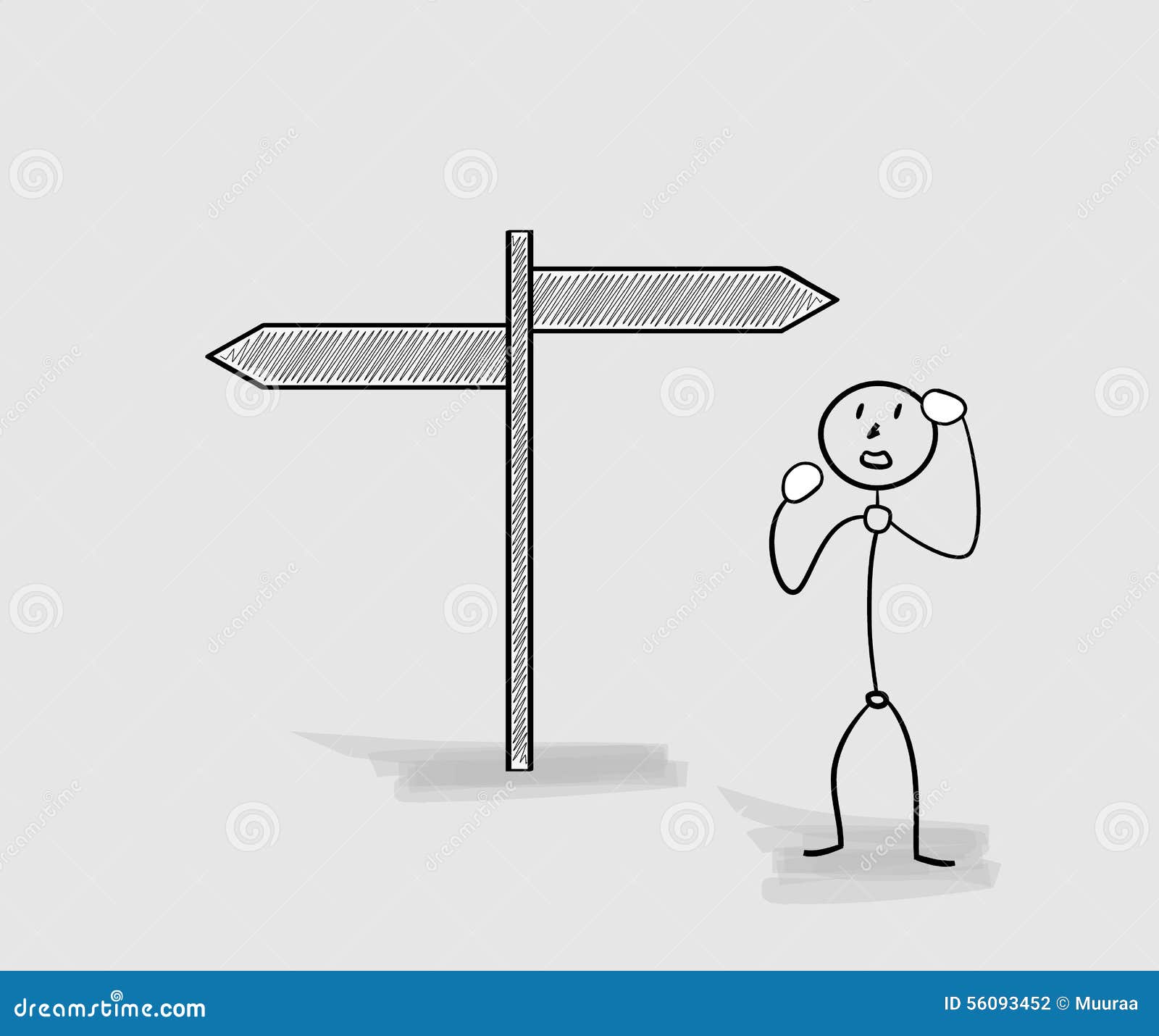 Confused Man and Two Different Arrows Stock Illustration - Illustration ...