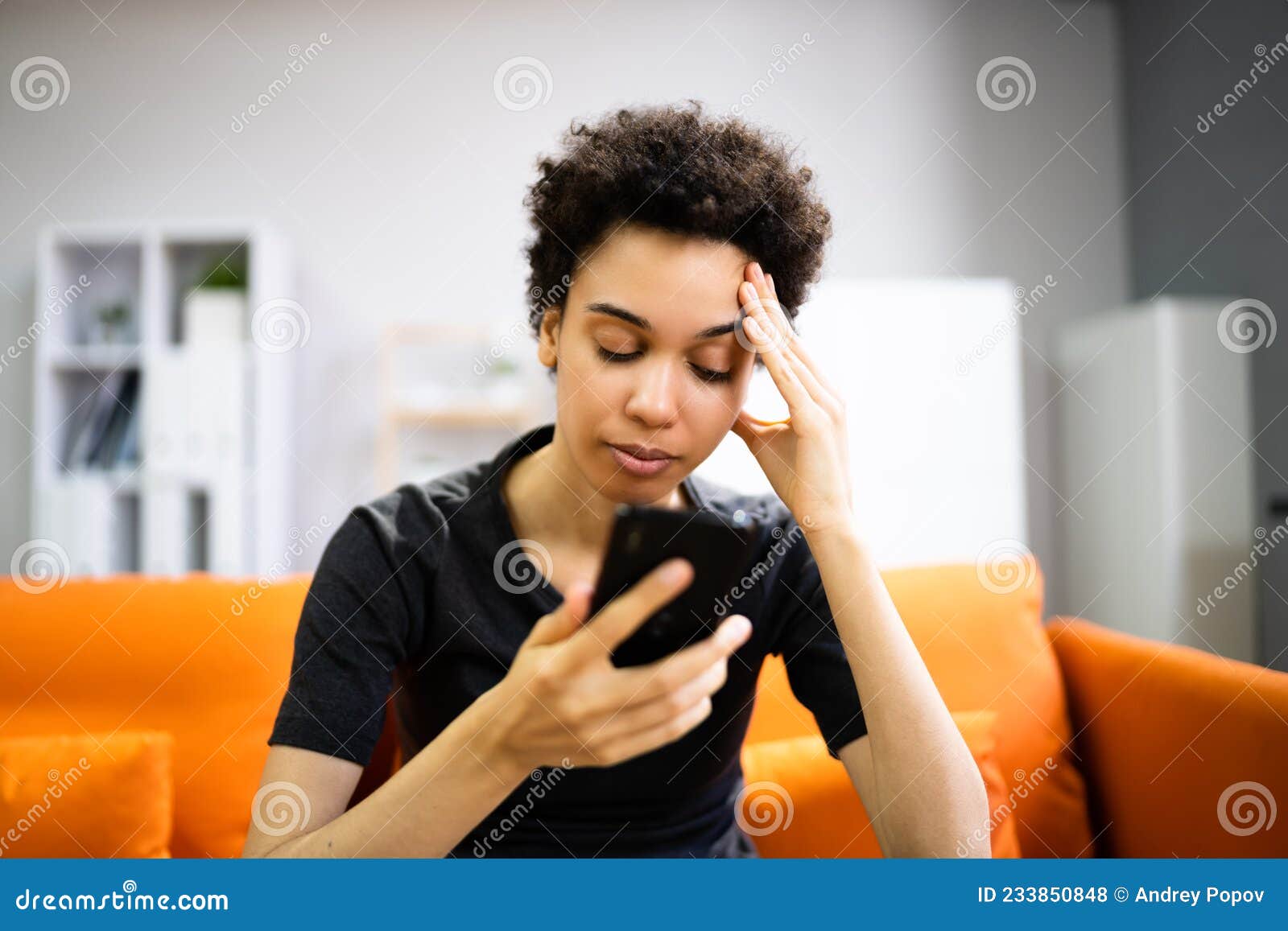 Confused Millennial Girl Twist Finger Feel Puzzled With Problem Stock ...