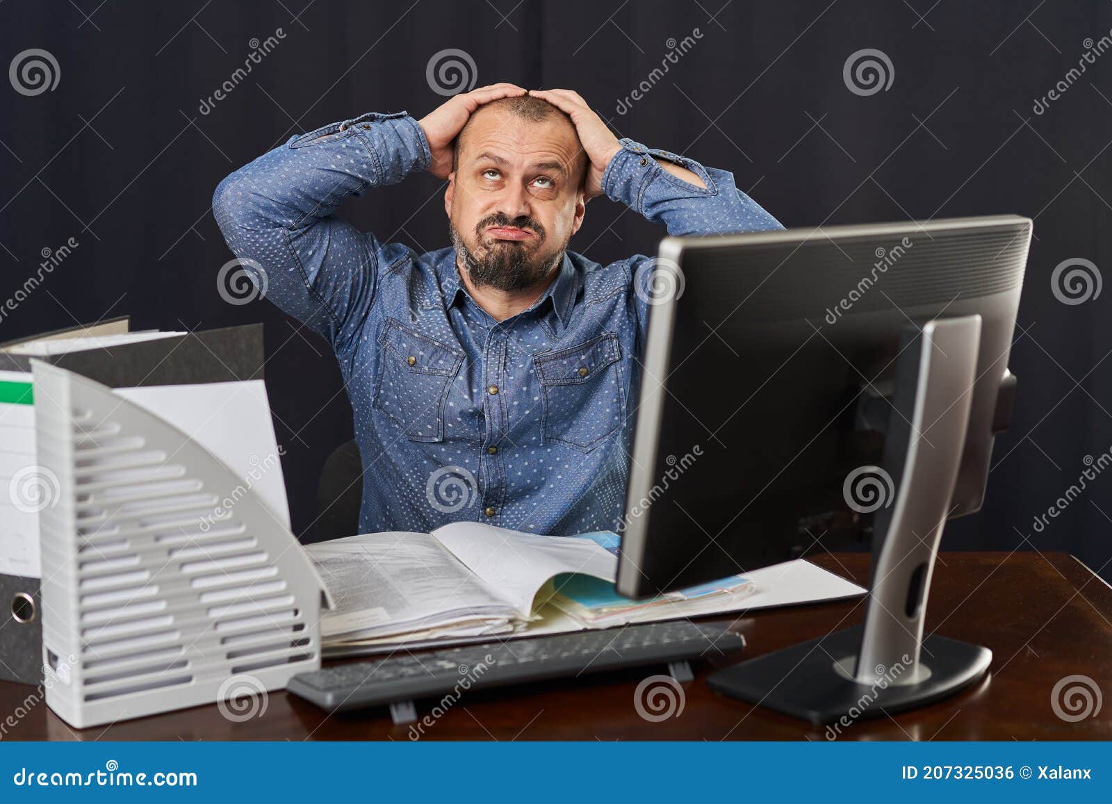 Confused office worker stock photo. Image of executive - 207325036