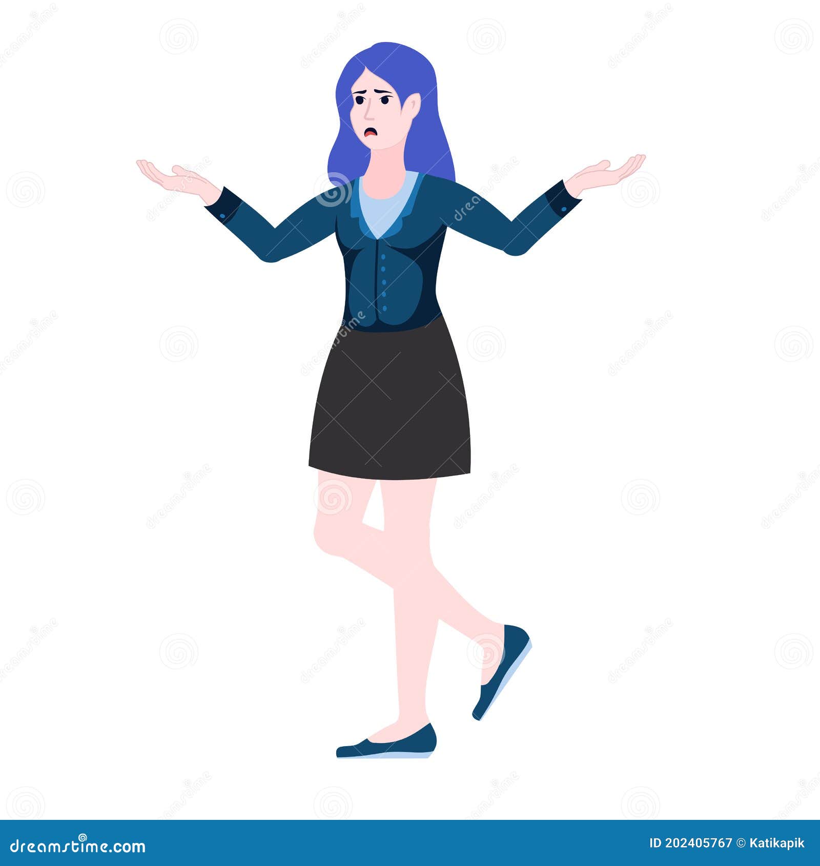 Perplexed Man And Woman Cartoon Characters With Hands Wide Spreading ...