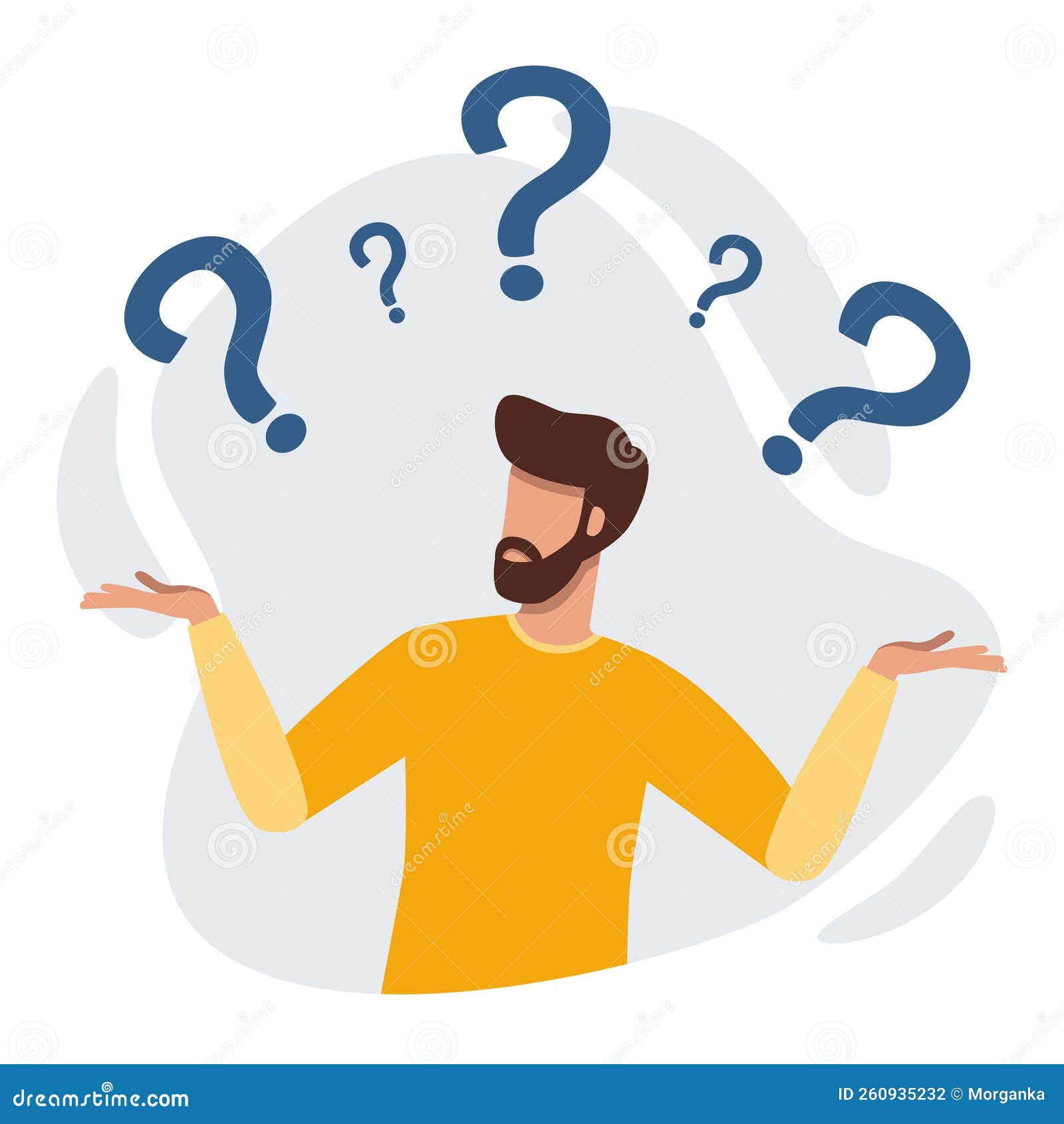 Confused Person Surrounded by Question Marks Stock Vector ...