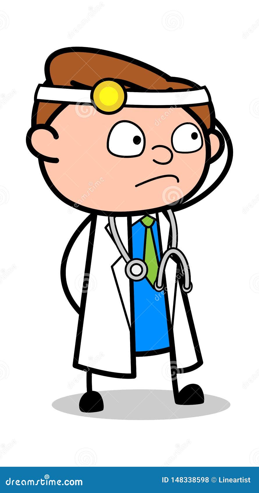 Confused - Professional Cartoon Doctor Vector Illustration Stock ...